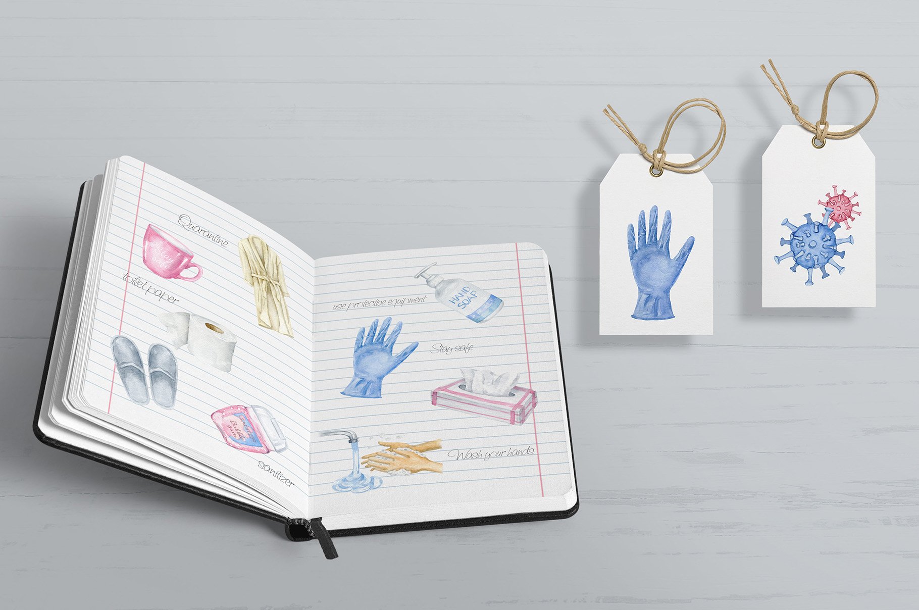 Watercolor Quarantine Clipart Set. Self-isolation clip art (824788 ...