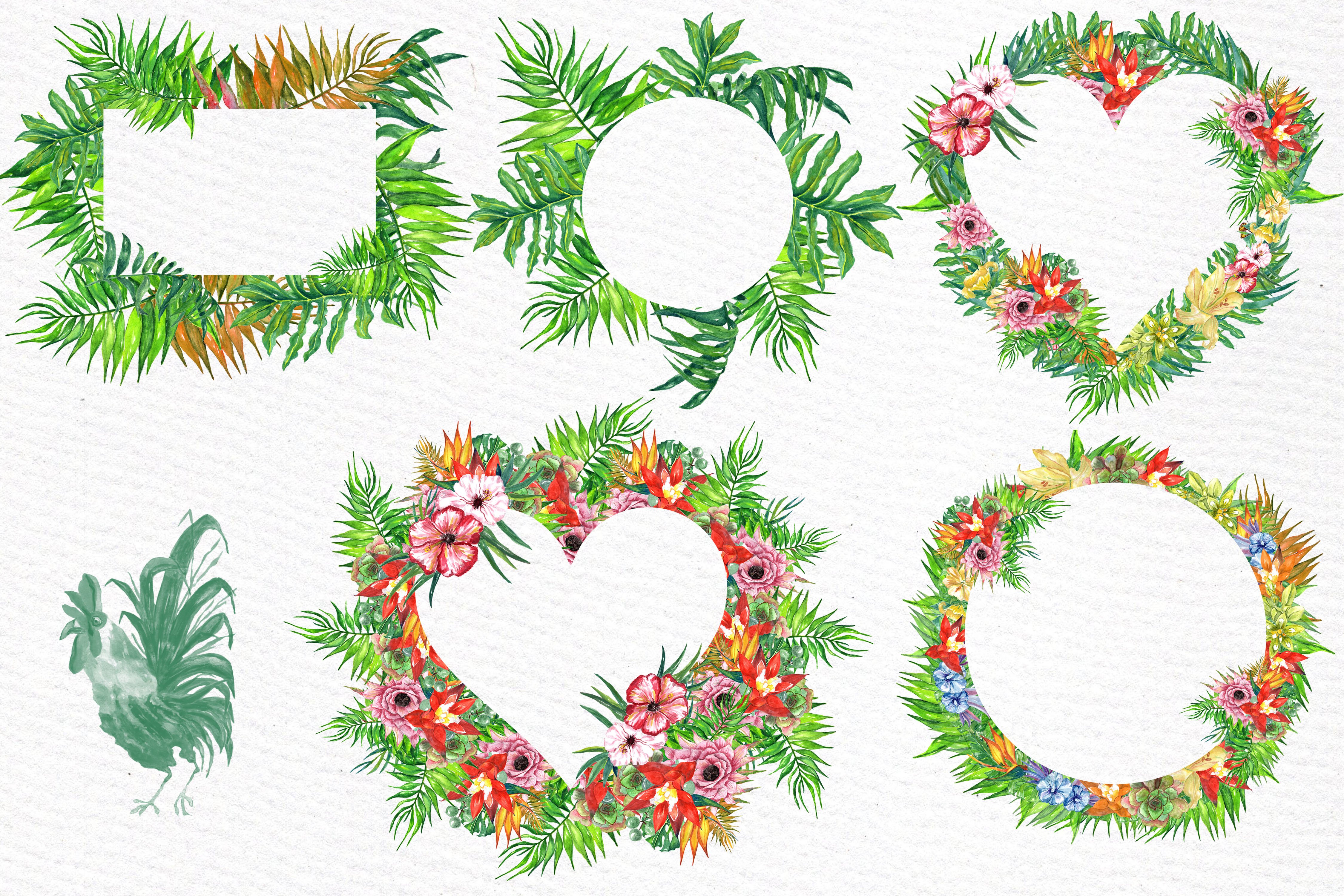 Watercolor Tropic Frames Clipart (25162) | Illustrations | Design Bundles