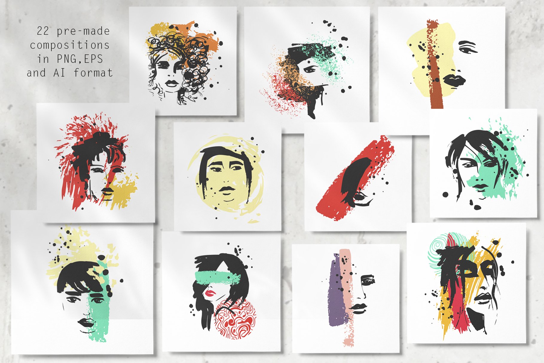 Female faces.T-shirt prints (656101) | Objects | Design Bundles