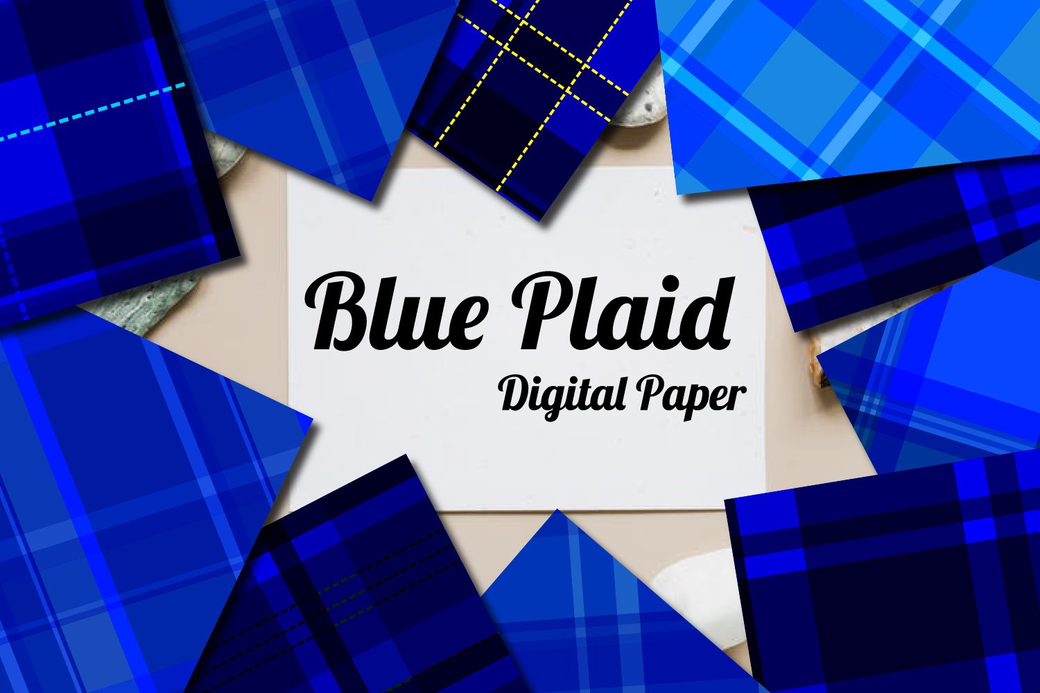 Blue Plaid Digital Paper (1144052) | Patterns | Design Bundles