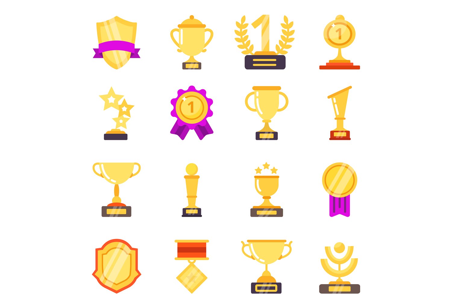Trophy symbols. Achievement awards medals with ribbons for w (859377 ...