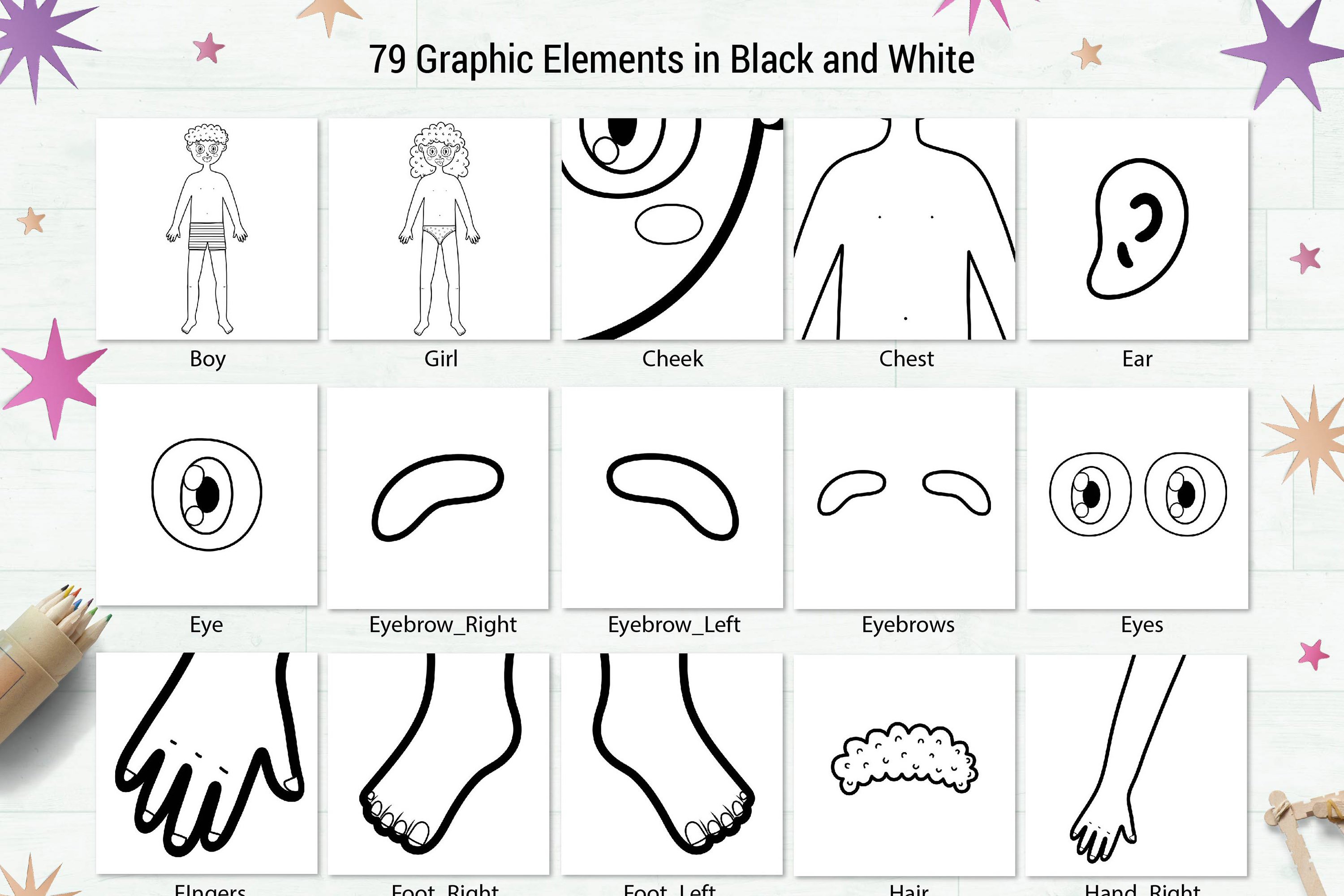 Body Parts Activity Pages (920384) | Illustrations | Design Bundles