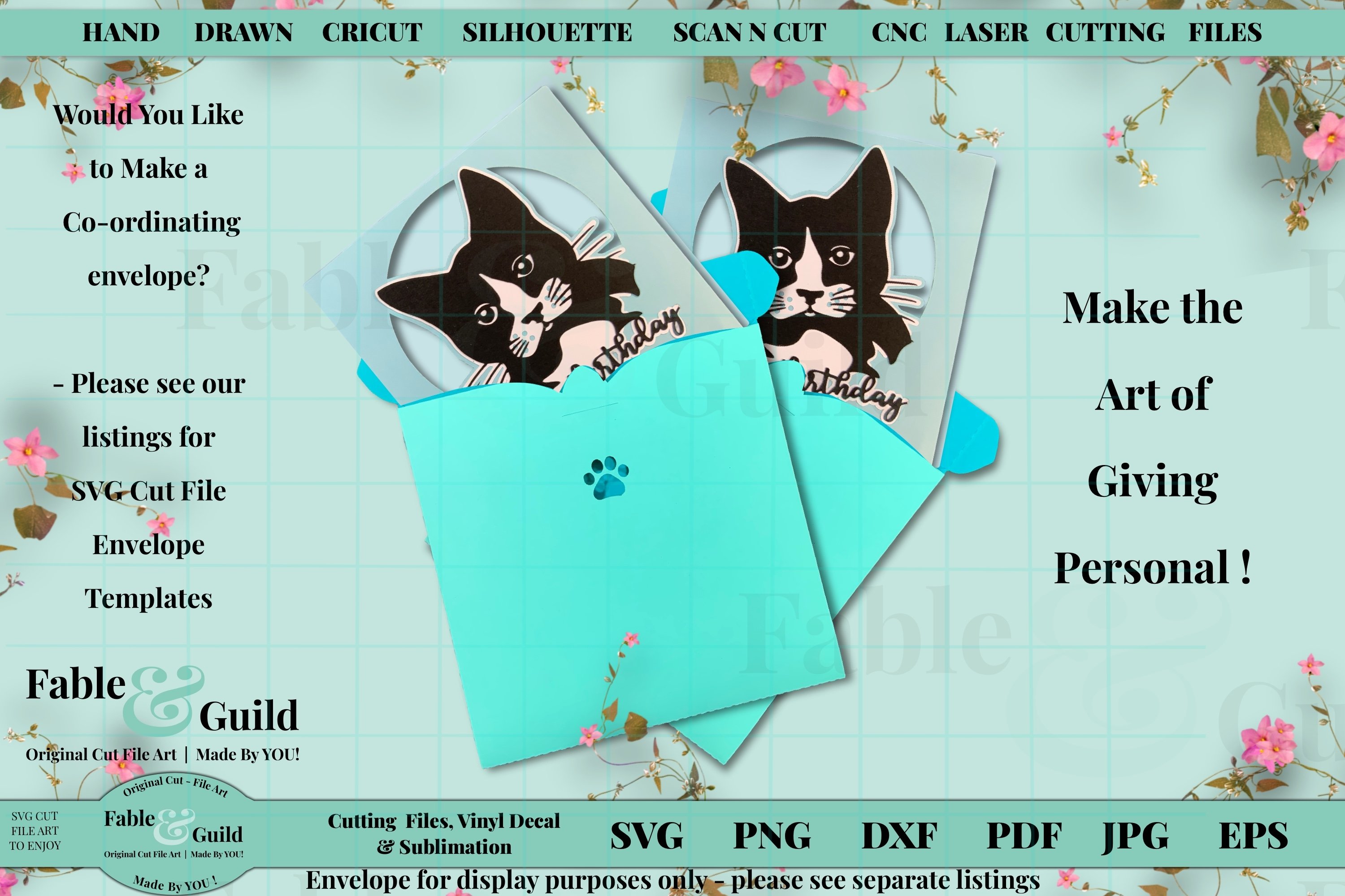 Cat SVG Birthday Card 3D layered Kitten Cut File for Cricut (1137028 ...