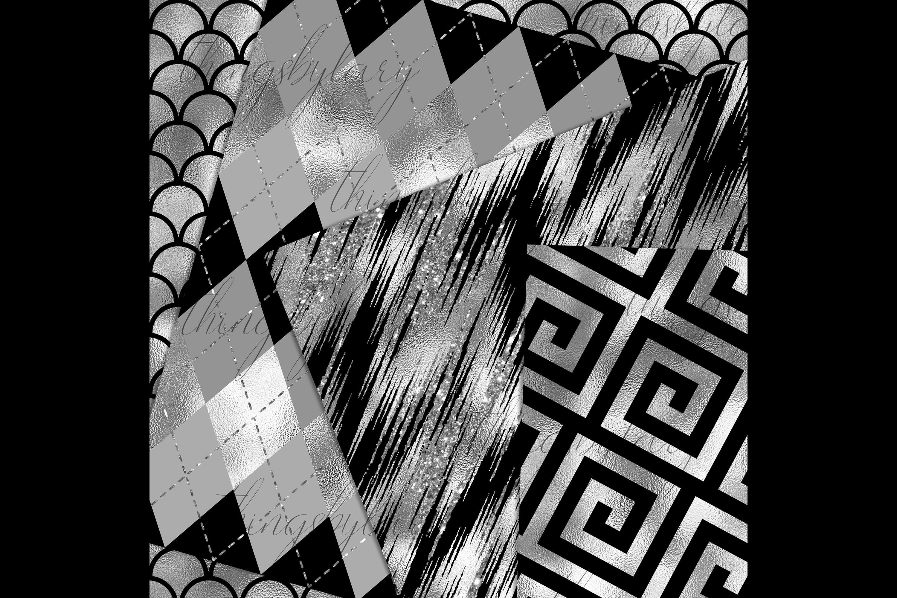 30 Seamless Black Silver Foil Basic Home Decor Print Pattern (408588 ...