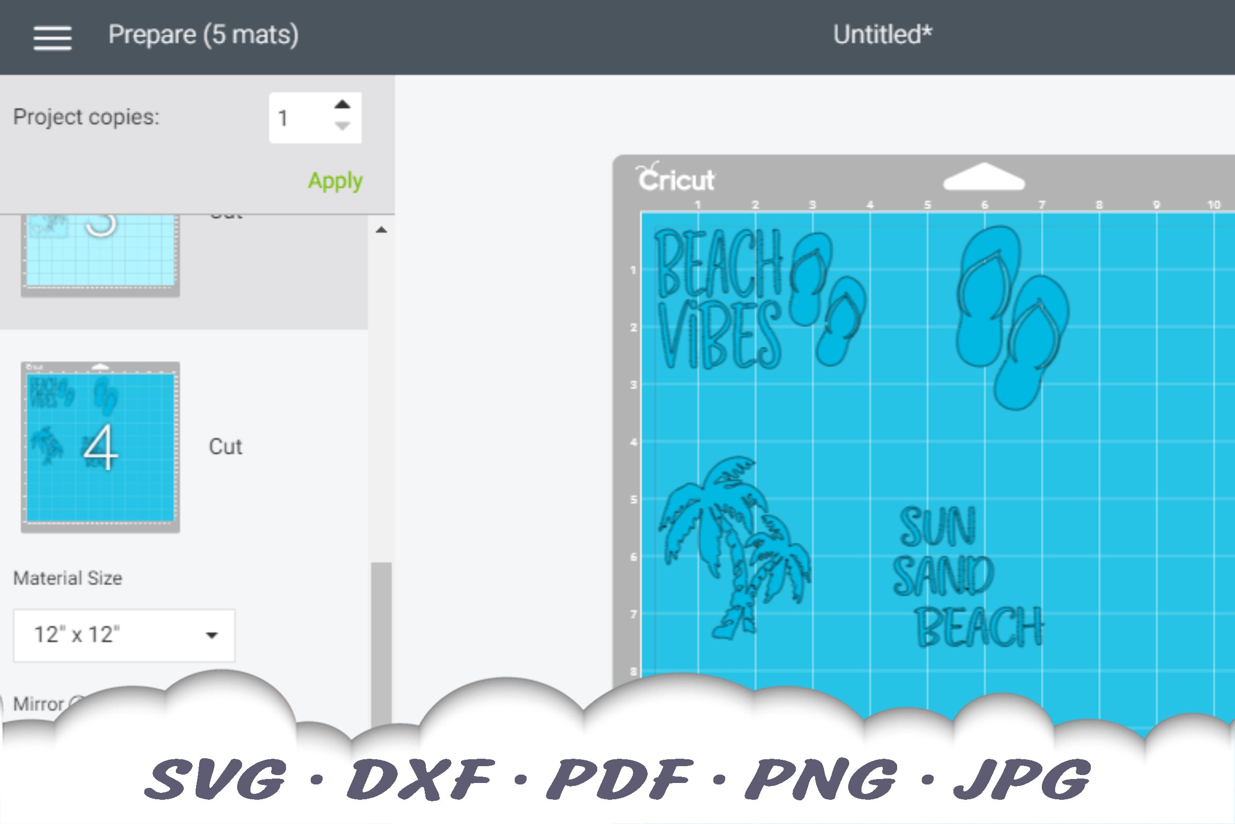 Beach Vibes Stamps SVG Bundle | Beach DXF Cut Files (561633) | Cut ...