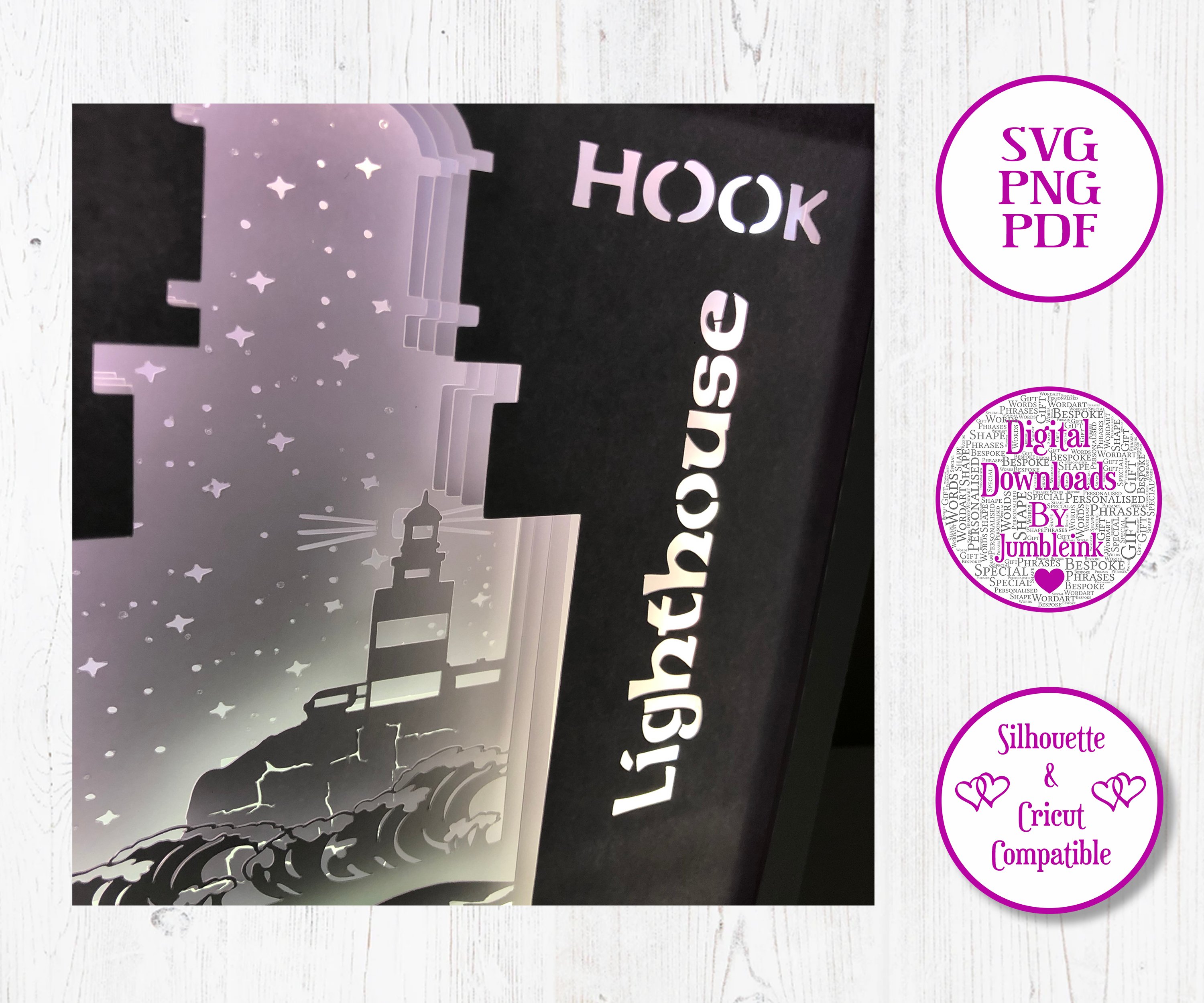 Hook Lighthouse - 3D Paper Cut Template Light Box (784664) | Cut Files ...