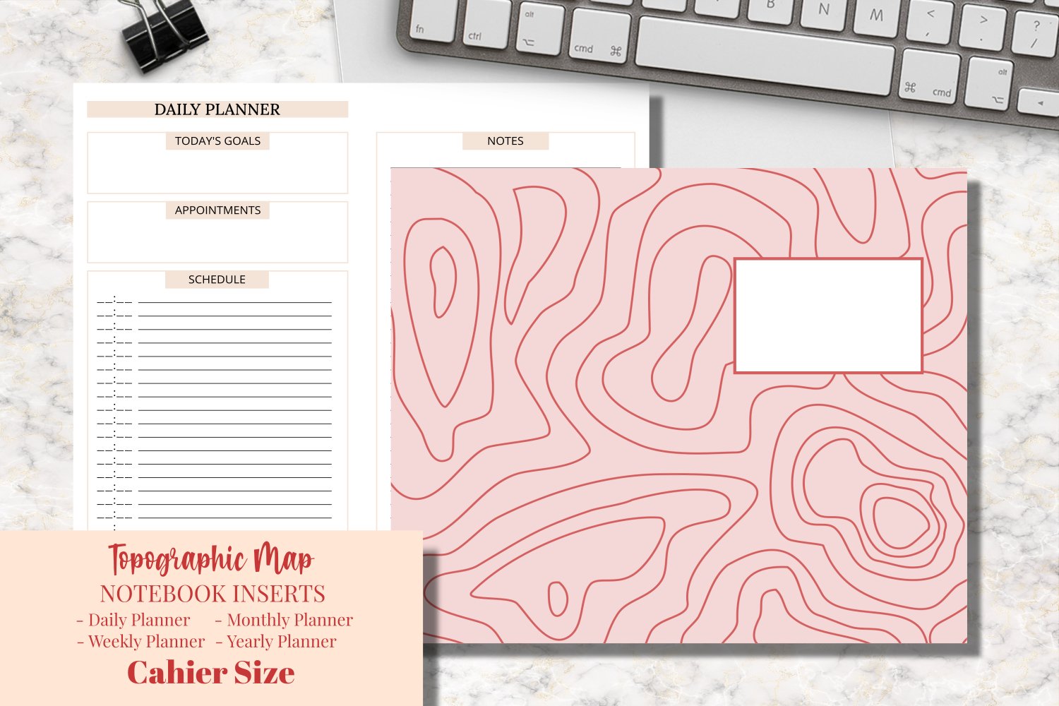Topographic Map Cahier Size Inserts Notebook Planner