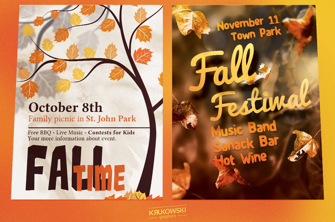 Fall Autumn Flyers Templates (7456) | Flyers | Design Bundles