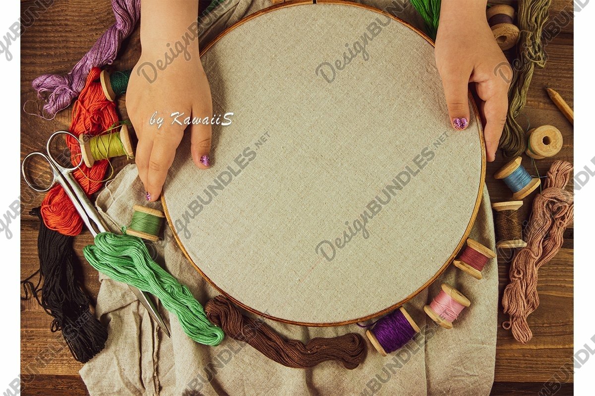 Embroidery needlework Handmade Linen in hoop mockup Hobby (1380922 ...