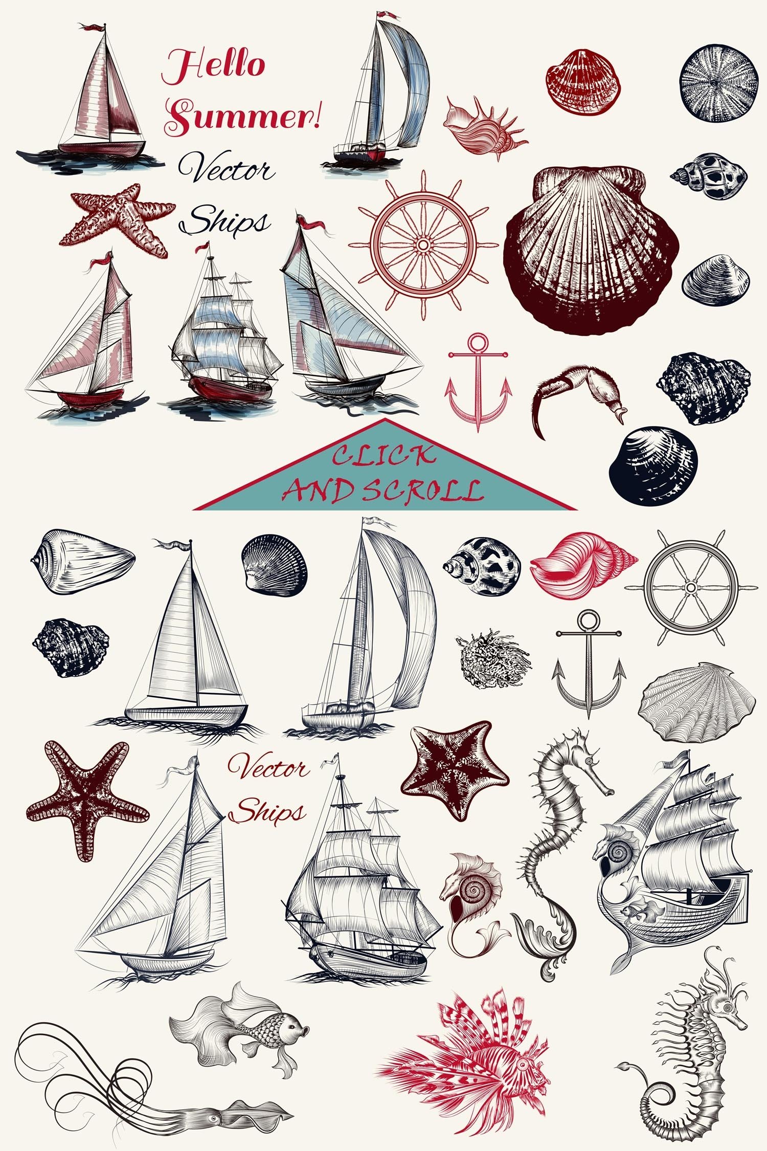 Nautical vector bundle (96655) | Illustrations | Design Bundles