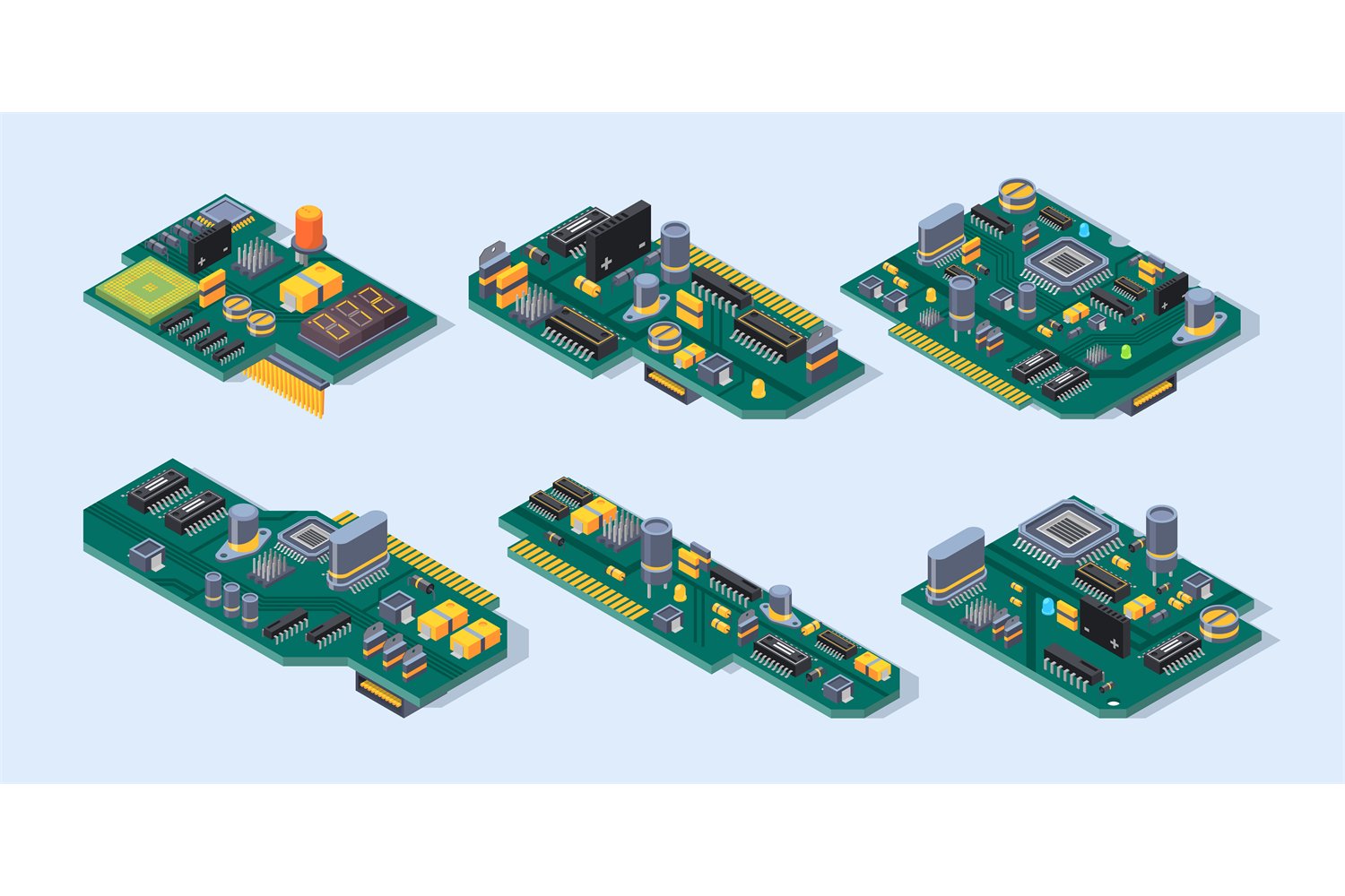 Motherboard isometric. Computer manufacturing small chip mic (1332501 ...