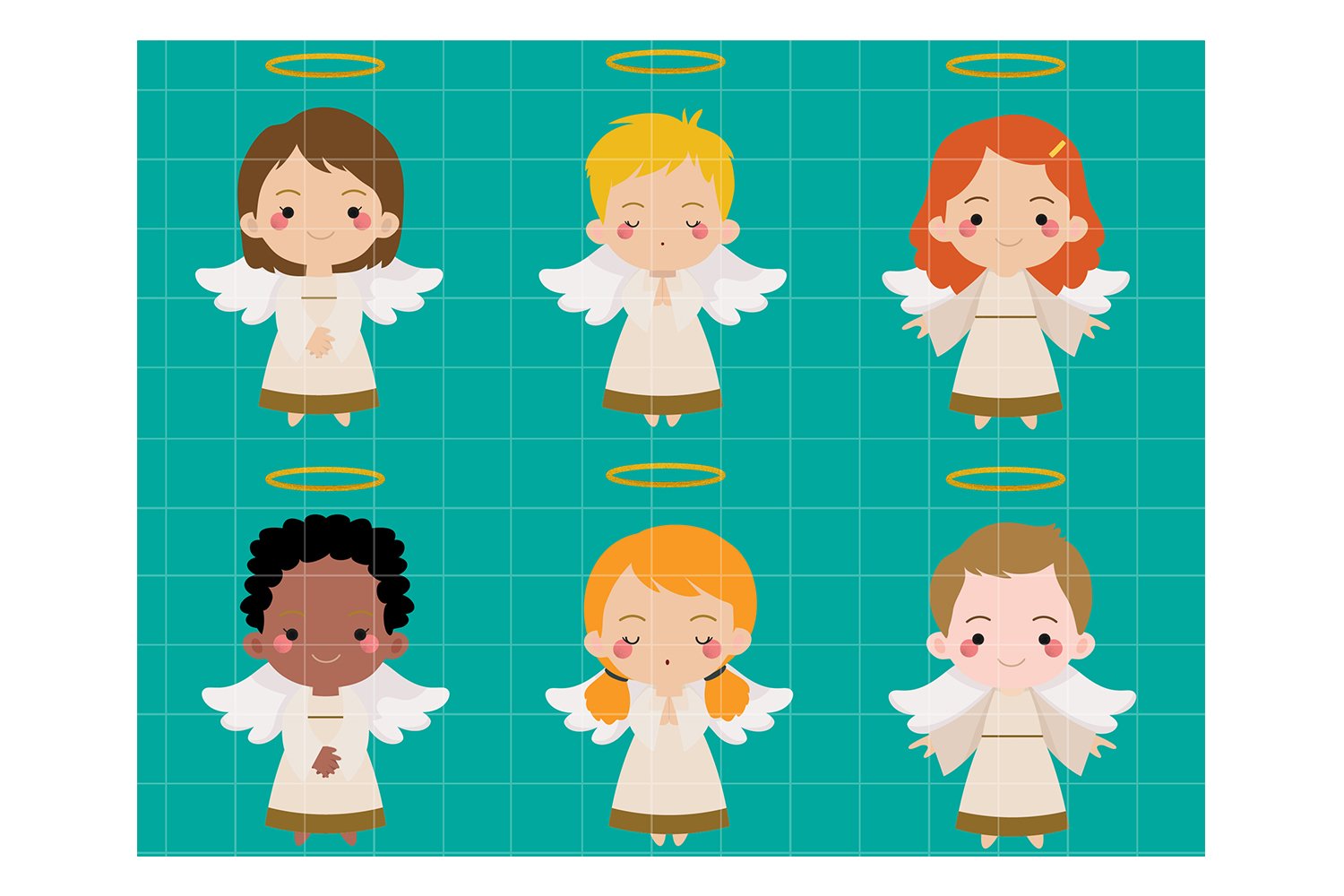 Cute Little Angels (1128376) | Illustrations | Design Bundles