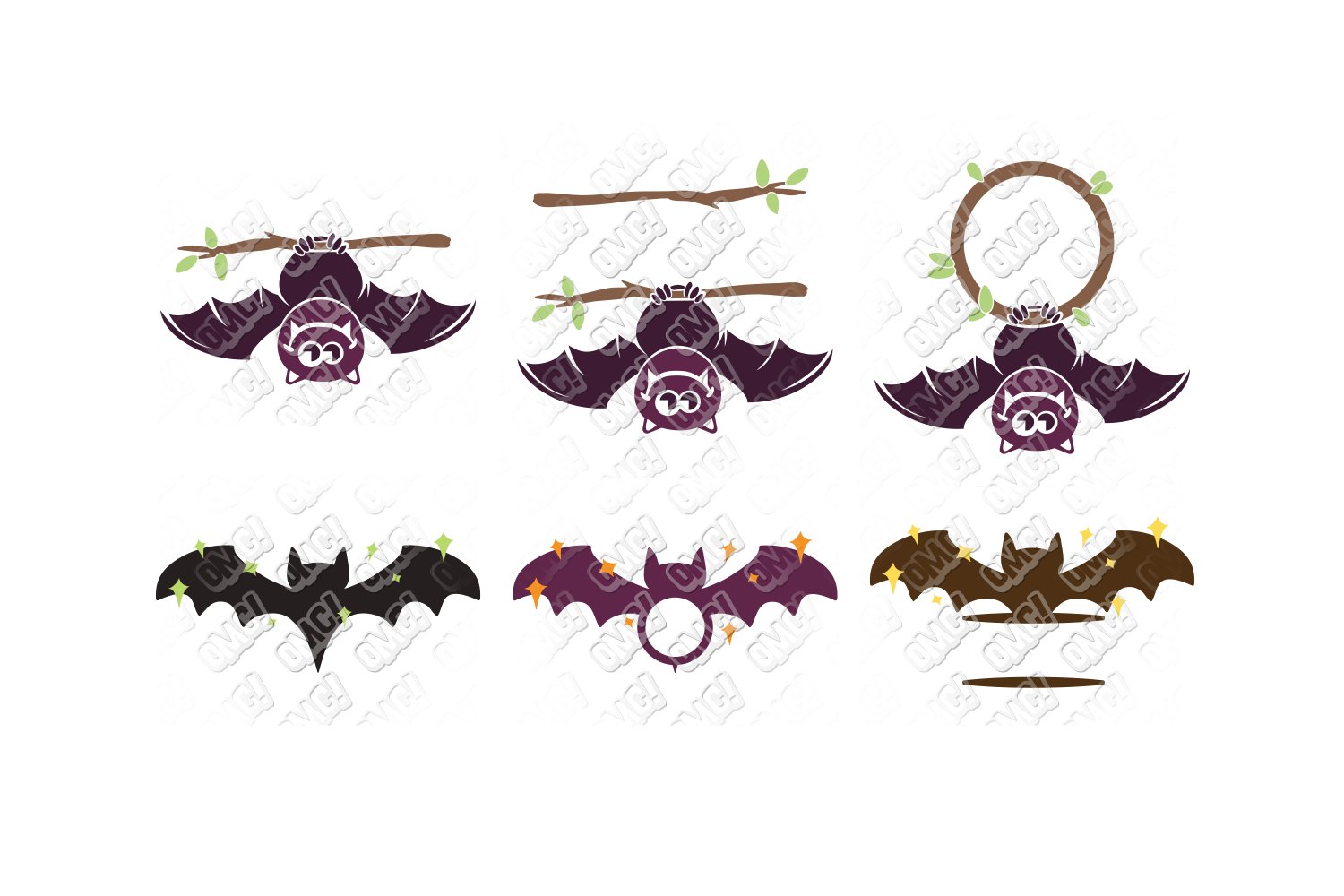 Bat SVG Halloween Monogram Bundle in SVG, DXF, PNG, EPS, JPE (120494 ...