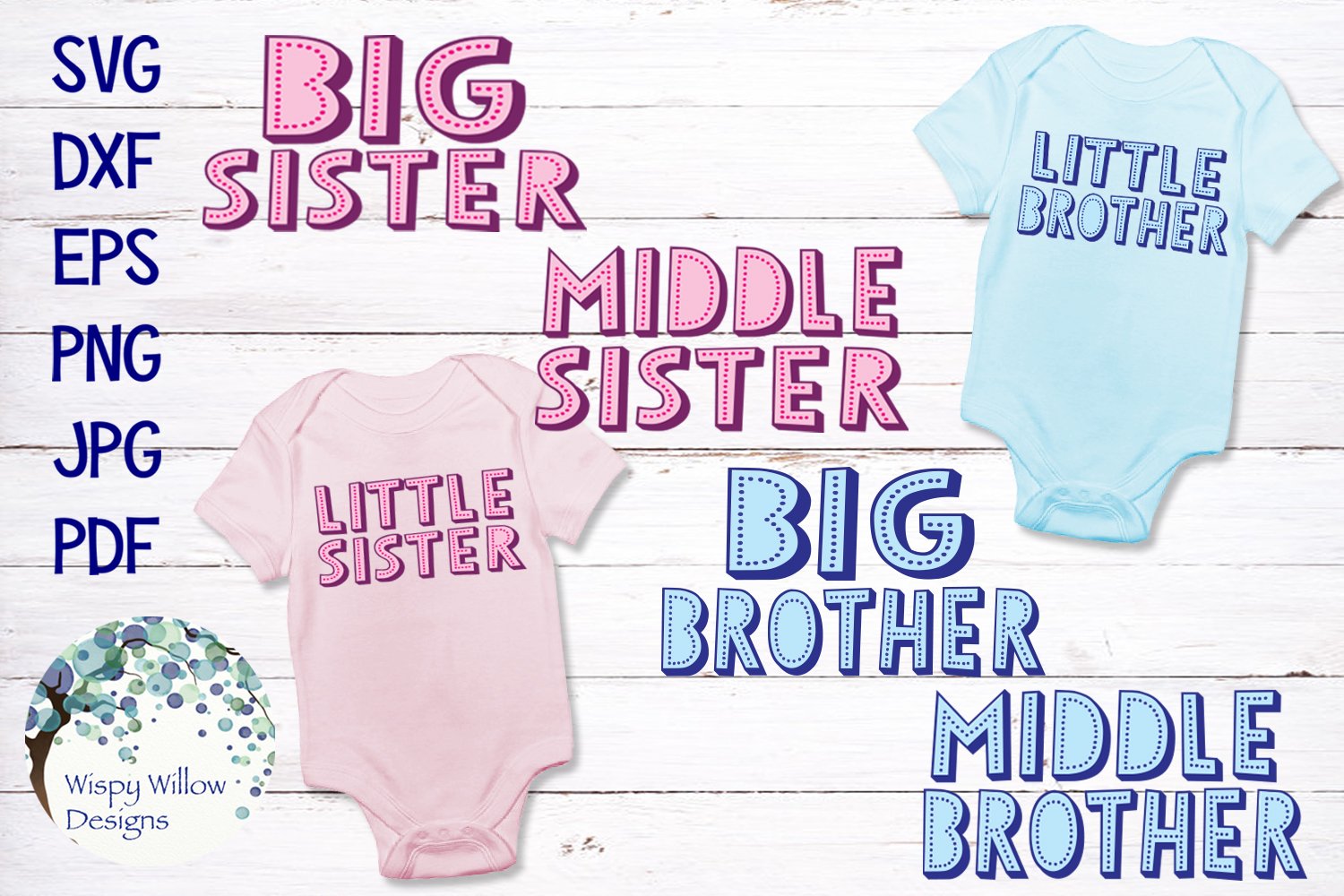 Big, Middle, Little Sister and Brother SVG Bundle (183608) | SVGs ...
