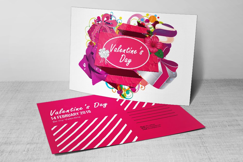 Valentine's Day Postcards PSD (52290) | Printables | Design Bundles