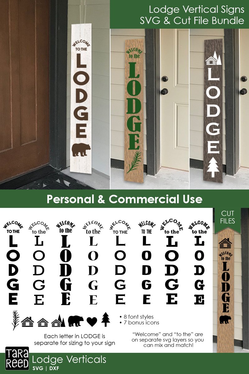 Lodge Vertical Sign Bundle (89977) | Cut Files | Design Bundles