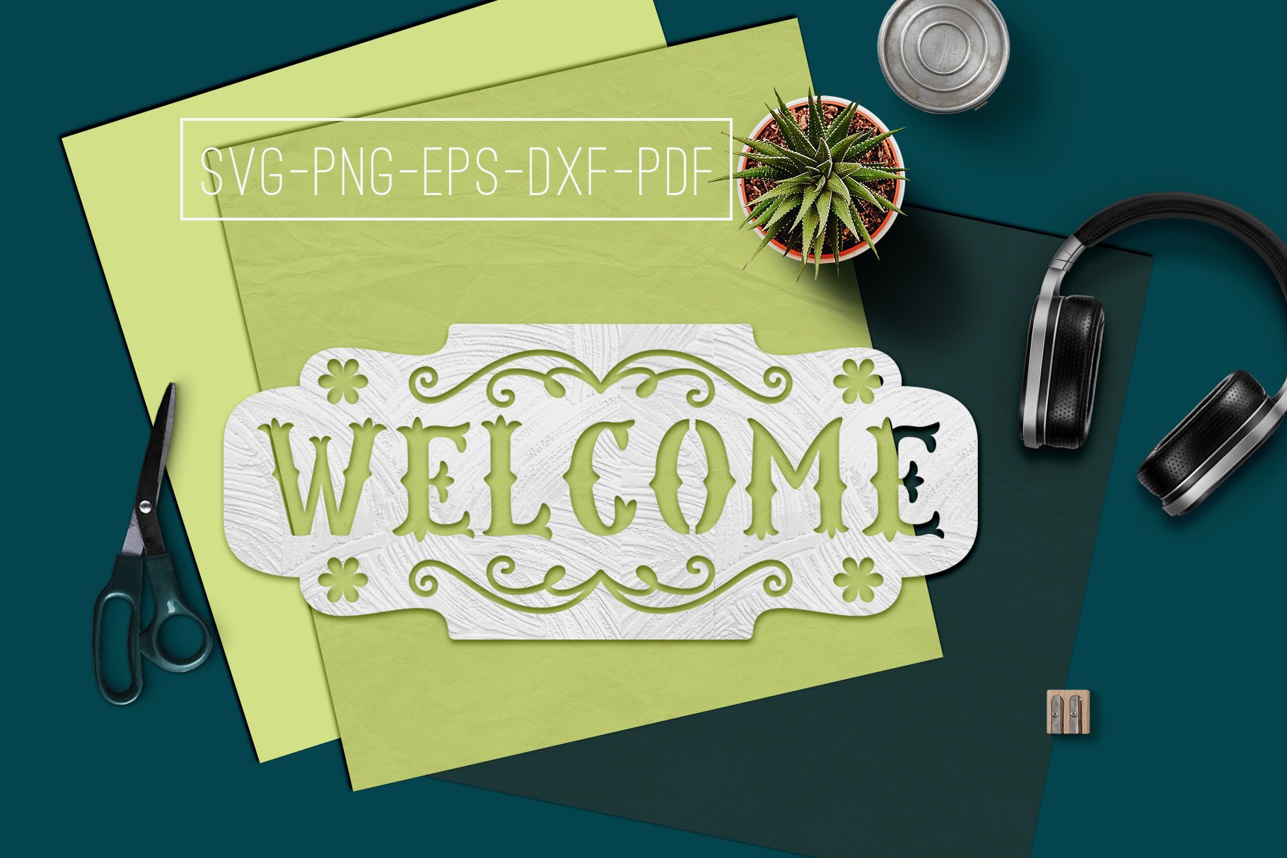 Welcome Sign Paper Cut Template, Home Decor SVG, PDF, DXF (405245 ...