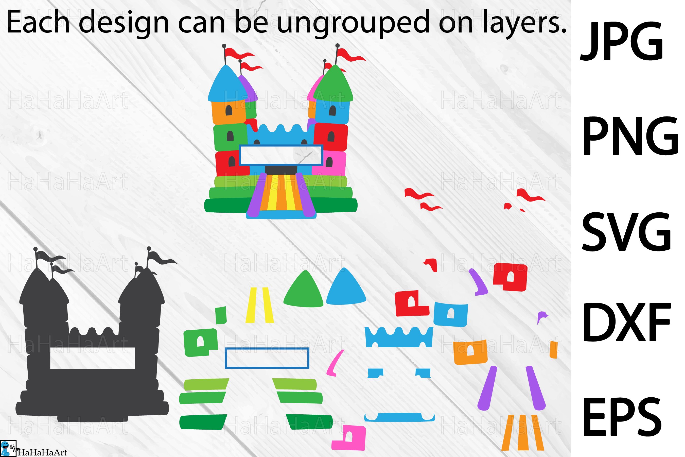 Split Bounce House Party - Clip art / Cutting Files 298c (333057 ...