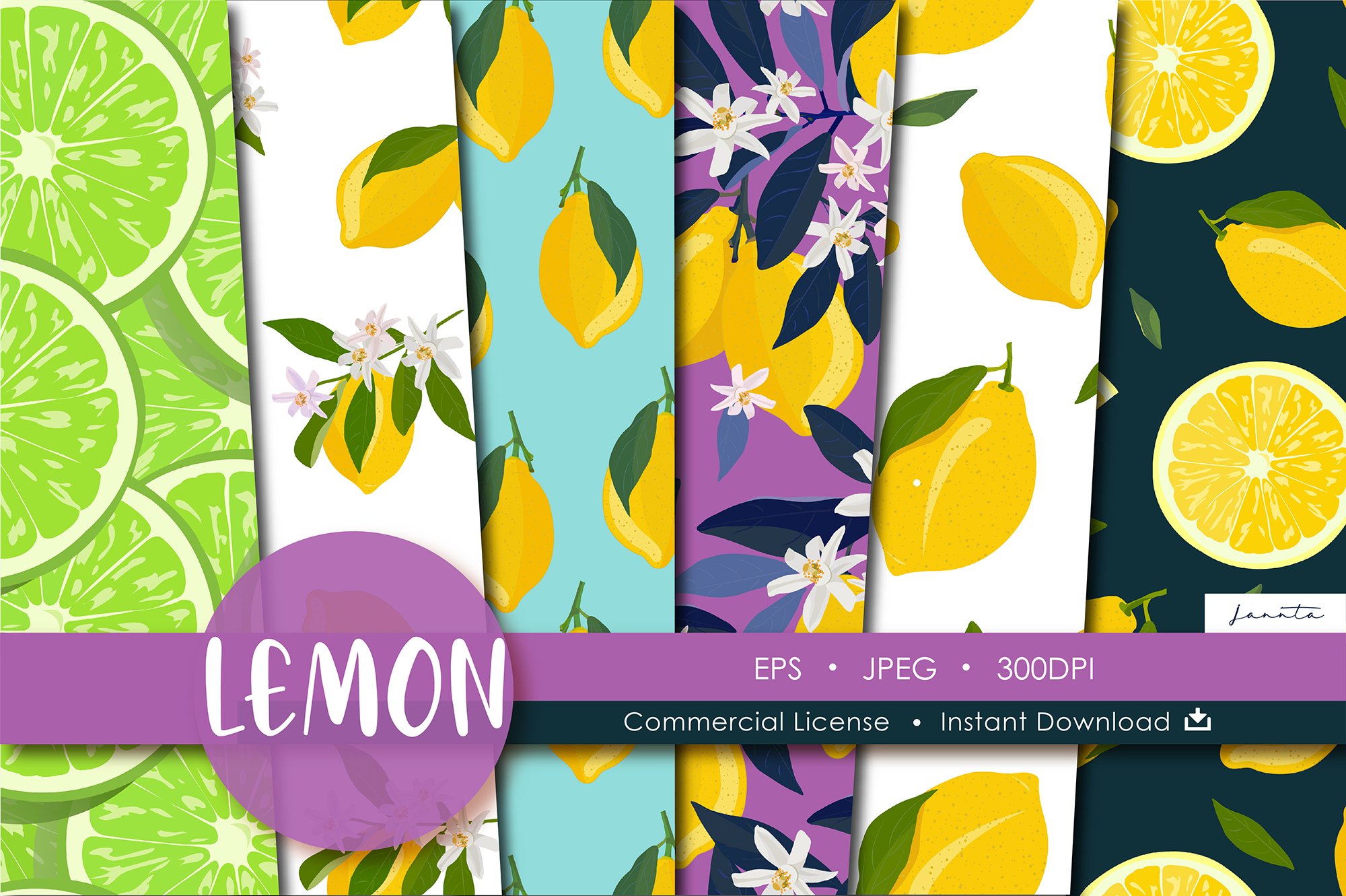 Lemon Seamless Pattern Fruits Background (1309292) | Patterns | Design ...