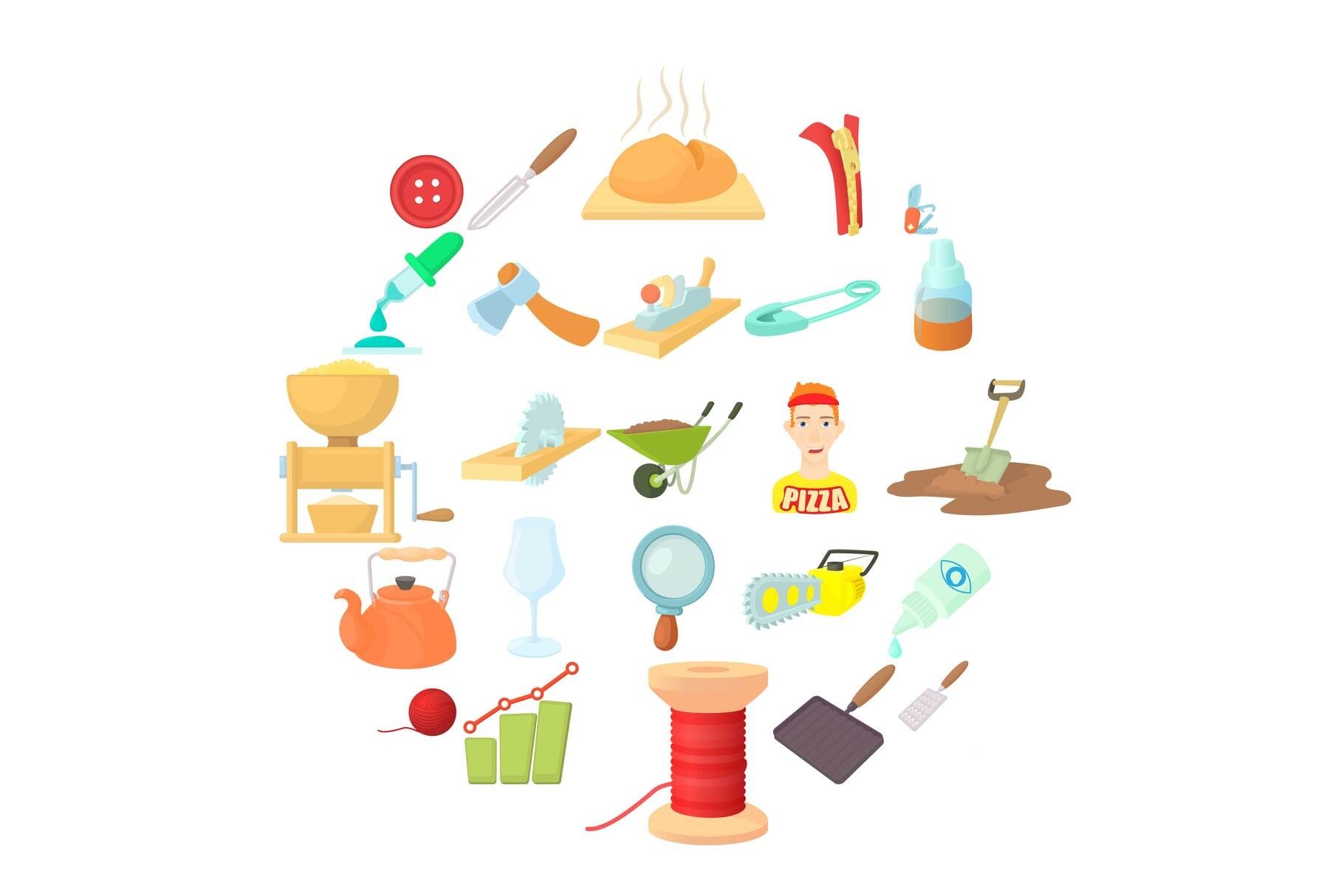 Handicraft icons set, cartoon style (506979) | Icons | Design Bundles