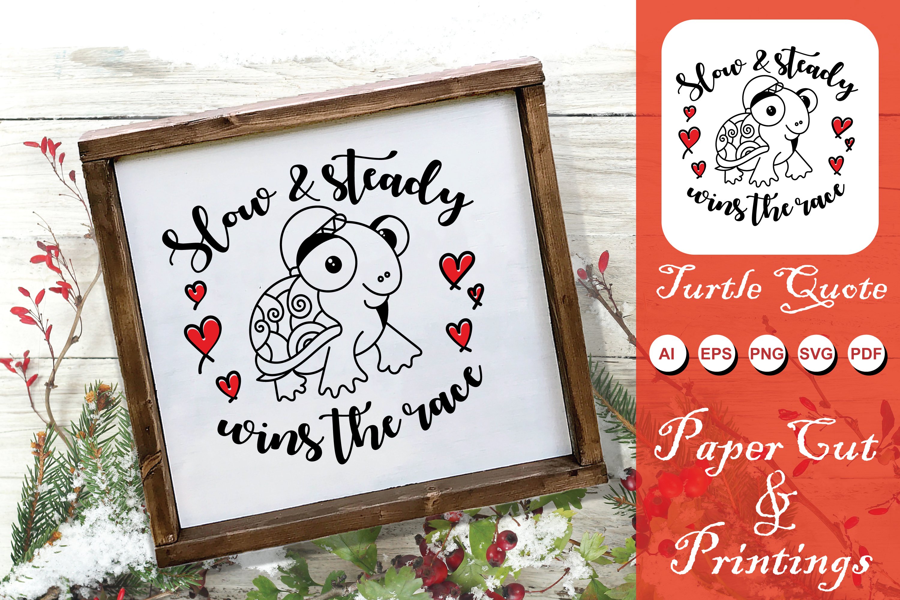 Slow and Steady Turtle SVG and Paper Cut (376530) | SVGs | Design Bundles