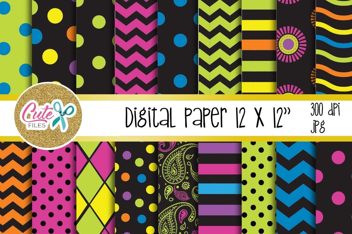Neon Digital paper for scrapbooking (233334) | Papers | Design Bundles