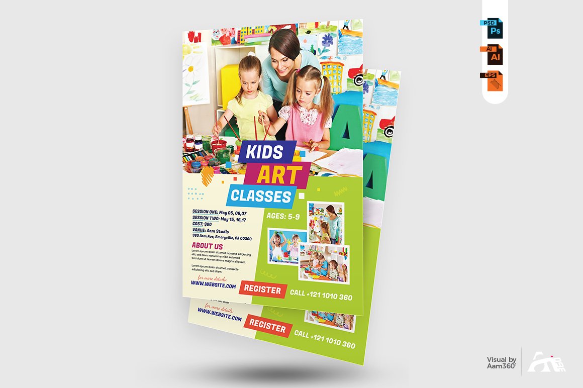 Kids Art Classes Flyer (562133) | Flyers | Design Bundles