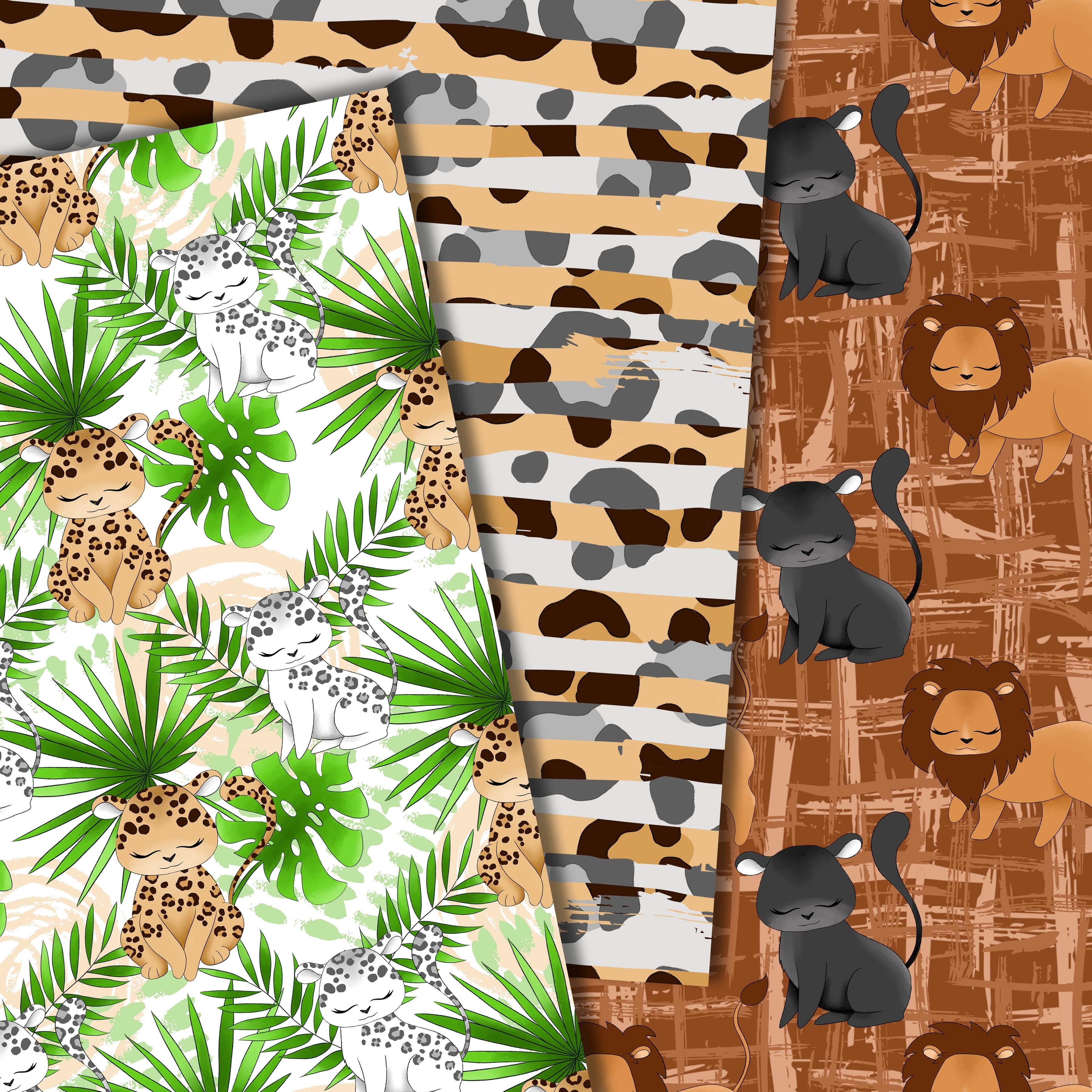 Wild cats patterns (98826) | Patterns | Design Bundles