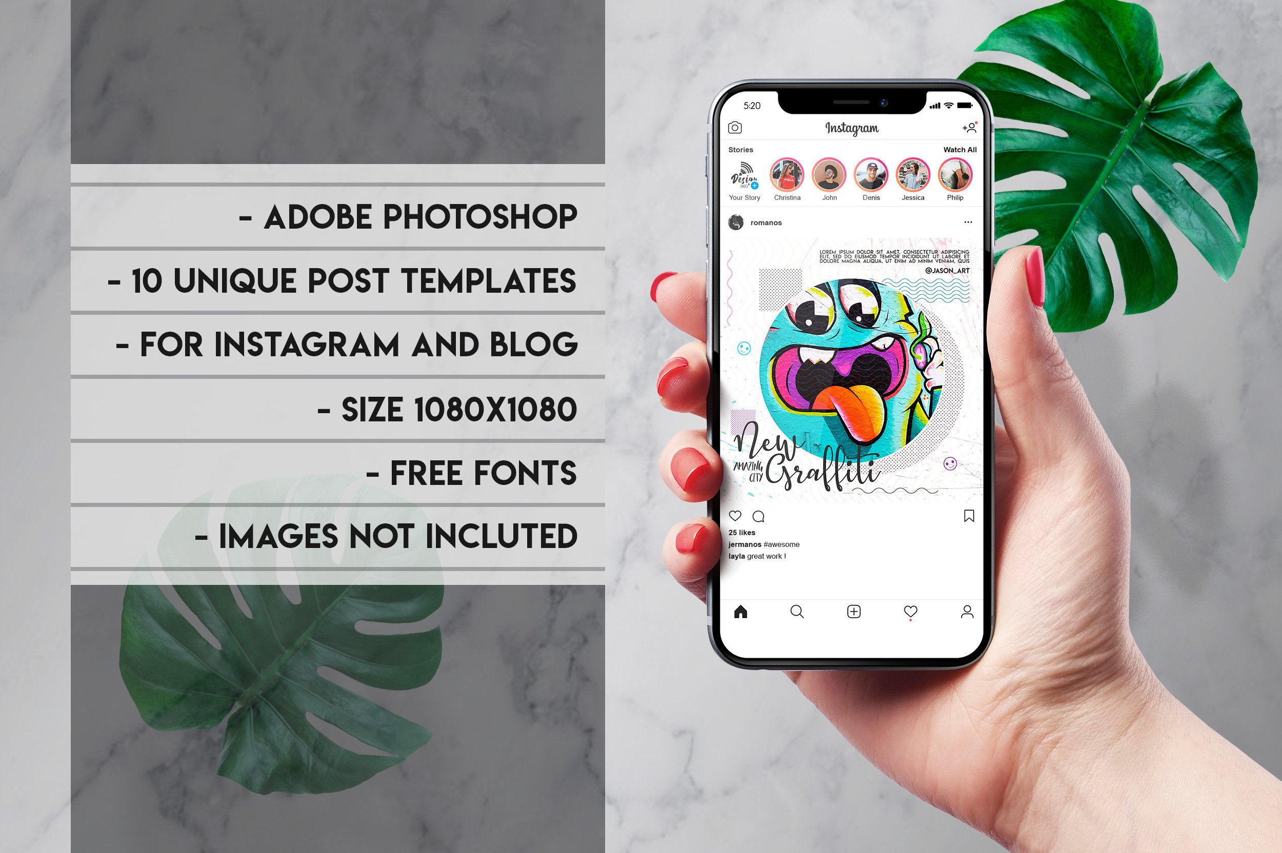 10 instagram posts in one (391355) | Web Elements | Design Bundles