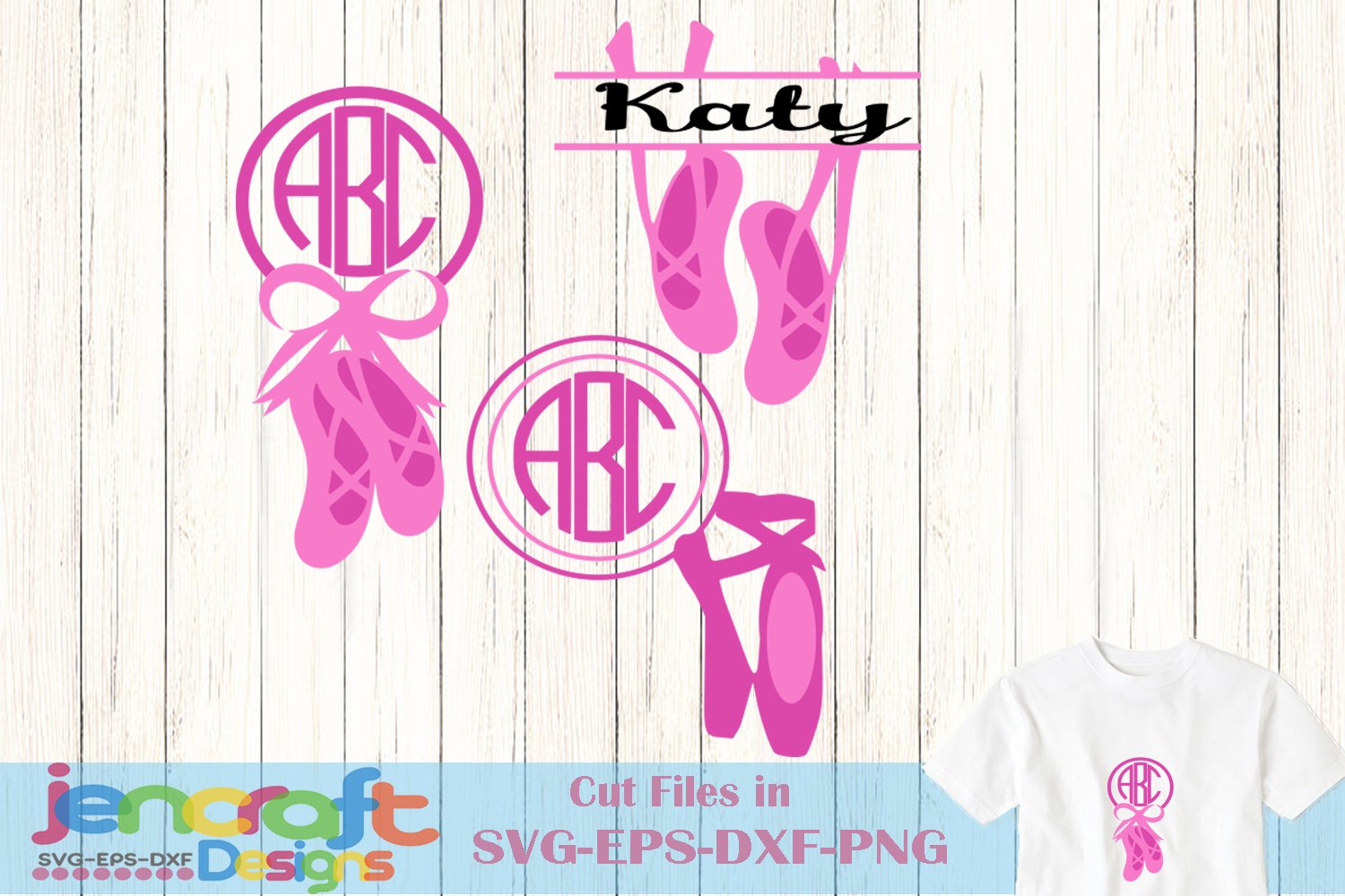 Ballerina Monogram Frame SVG, Ballet Slippers Dancing Dancer