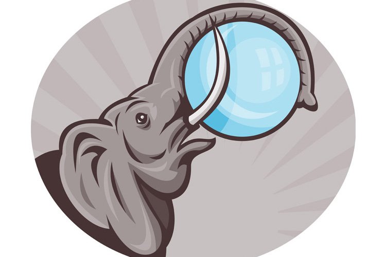 african elephant with sphere ball (259816) | Illustrations | Design Bundles
