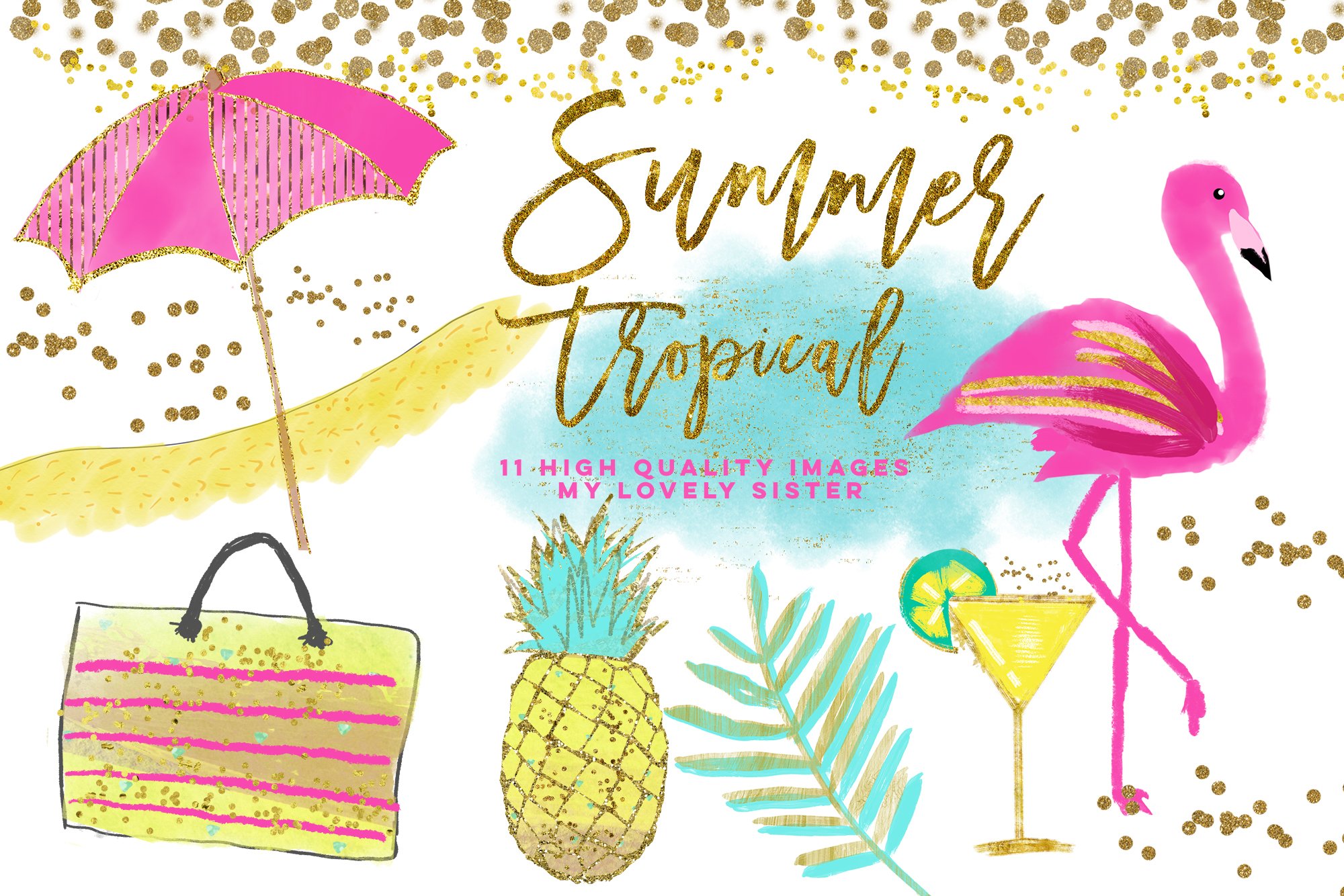 Flamingo Clipart, Pineapple Tropical clip art (93382) | Illustrations ...