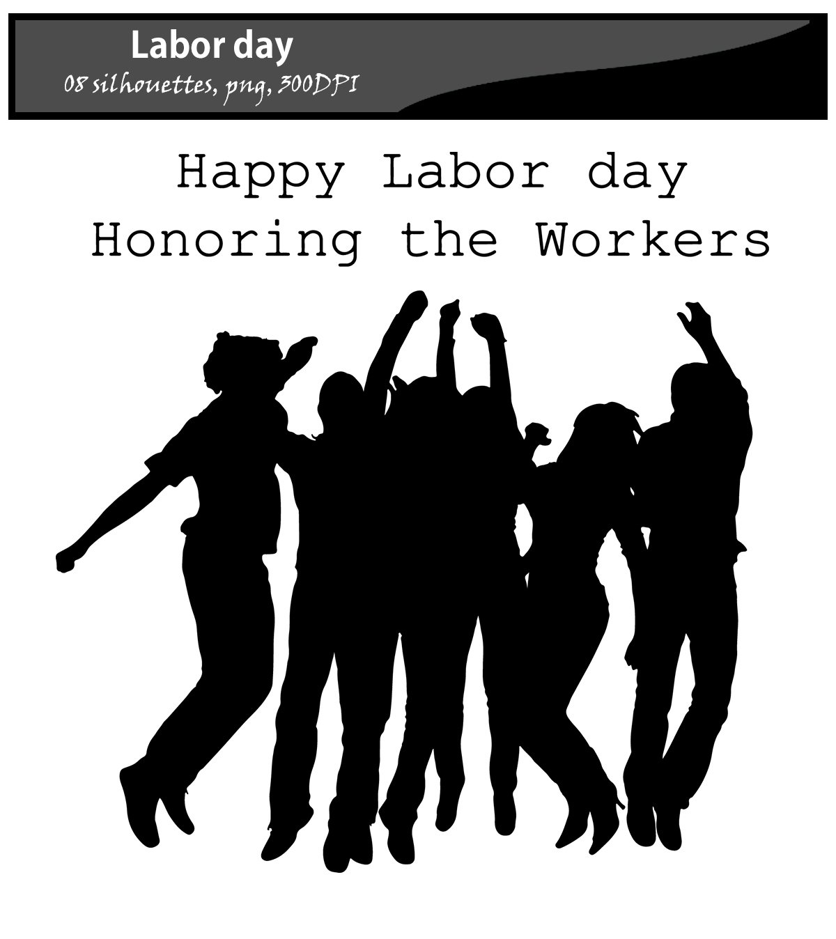 Labor day silhouette / printable labor day silhouette / vector graphics ...