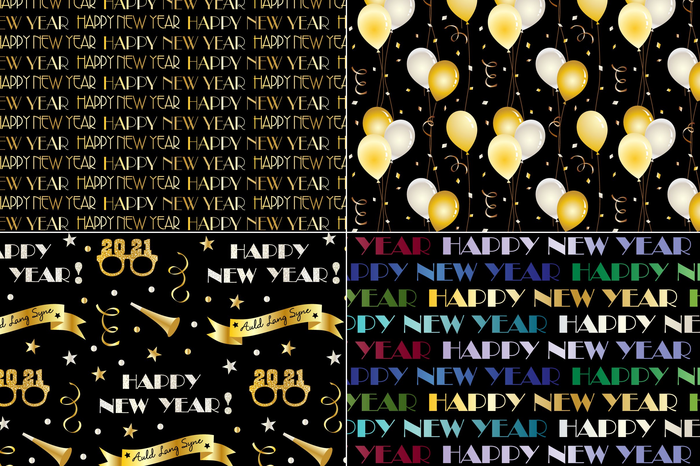 Seamless New Year's Eve Patterns (154515) | Patterns | Design Bundles