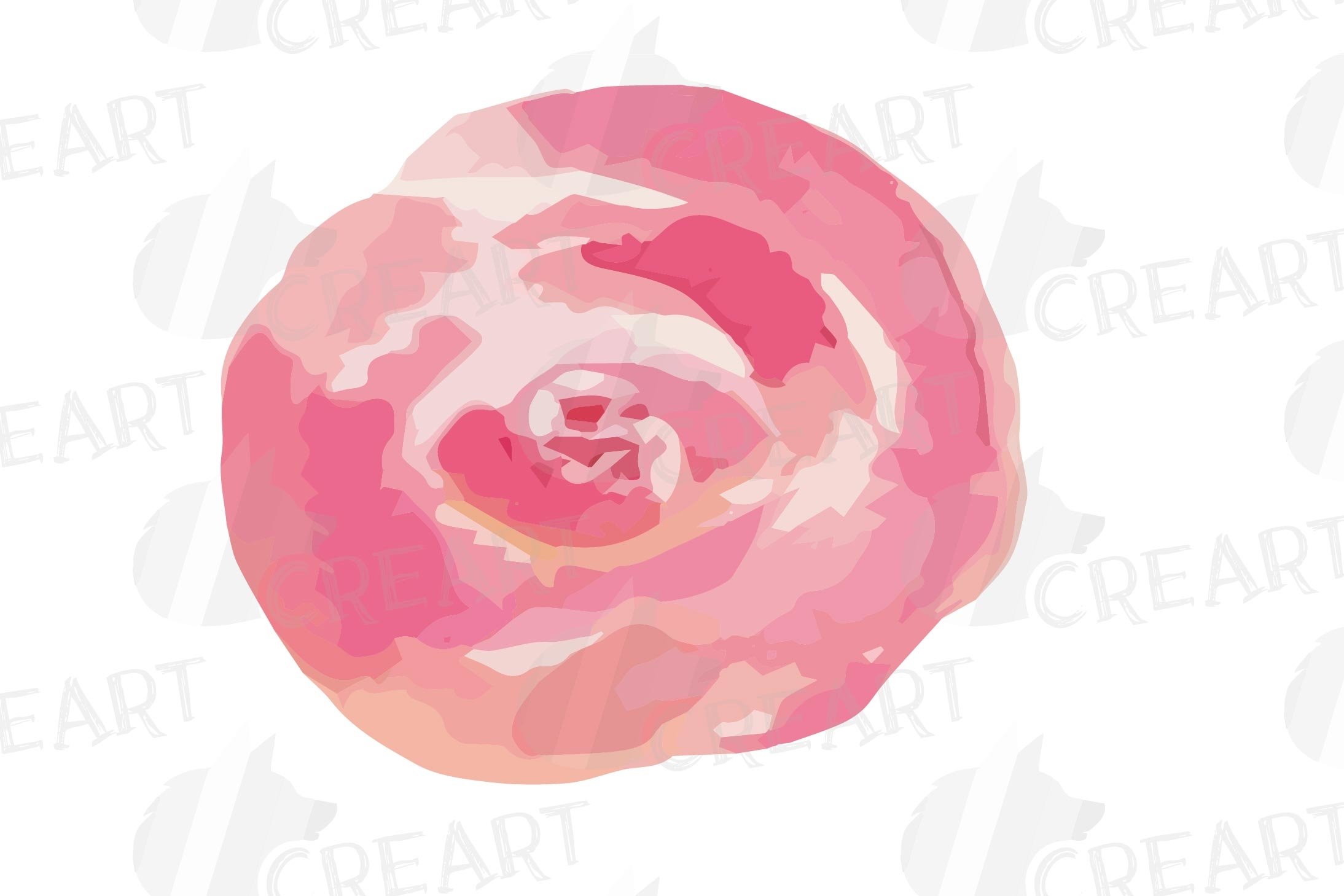 Watercolor Pink floral elements and green leaves clip art (228558 ...