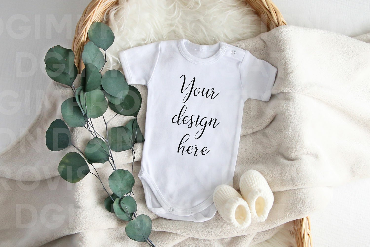 Baby bodysuit mockup white, pregnancy announcement template