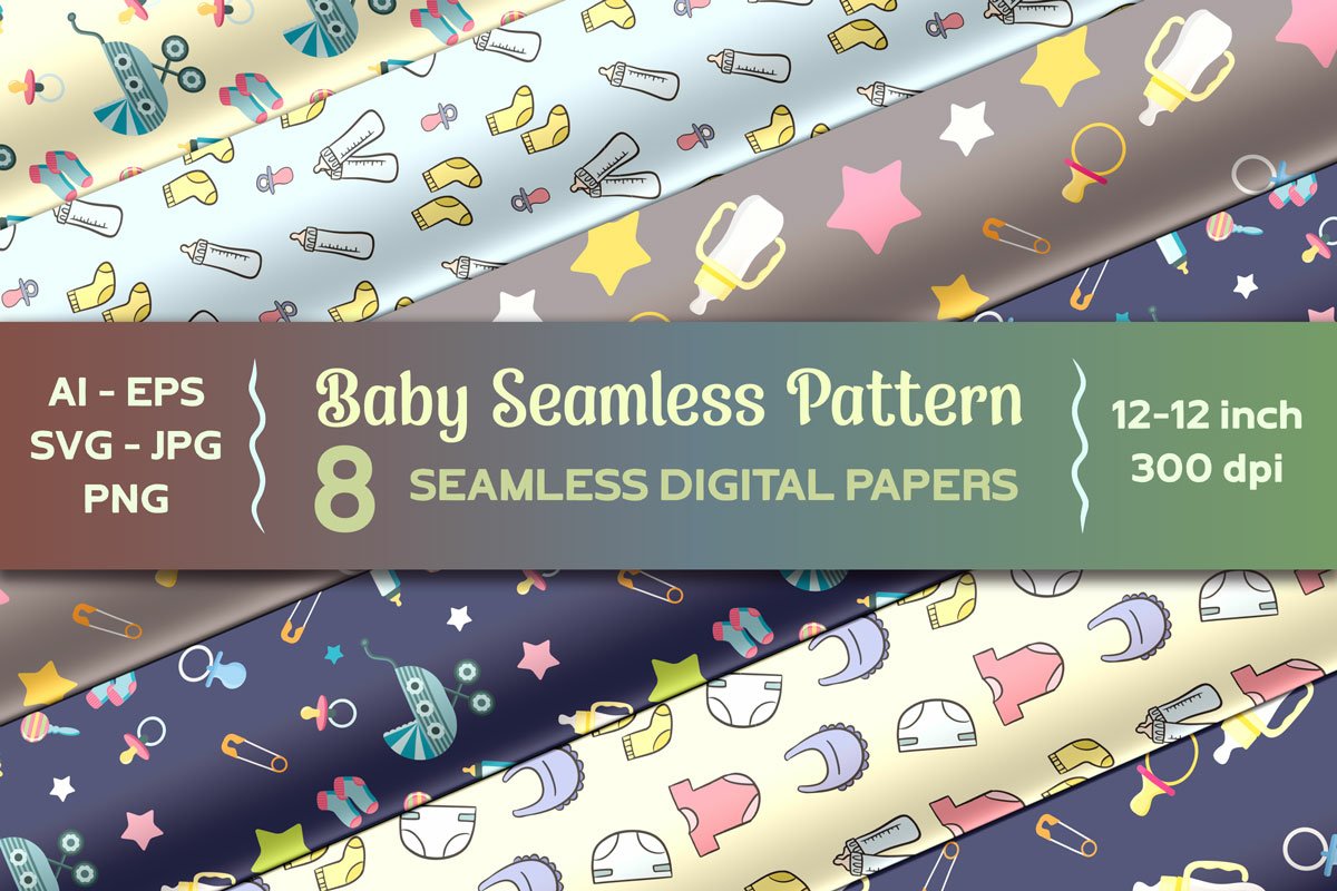 Baby seamless patterns | Newborn digital paper pack (2255985) | Mockups ...