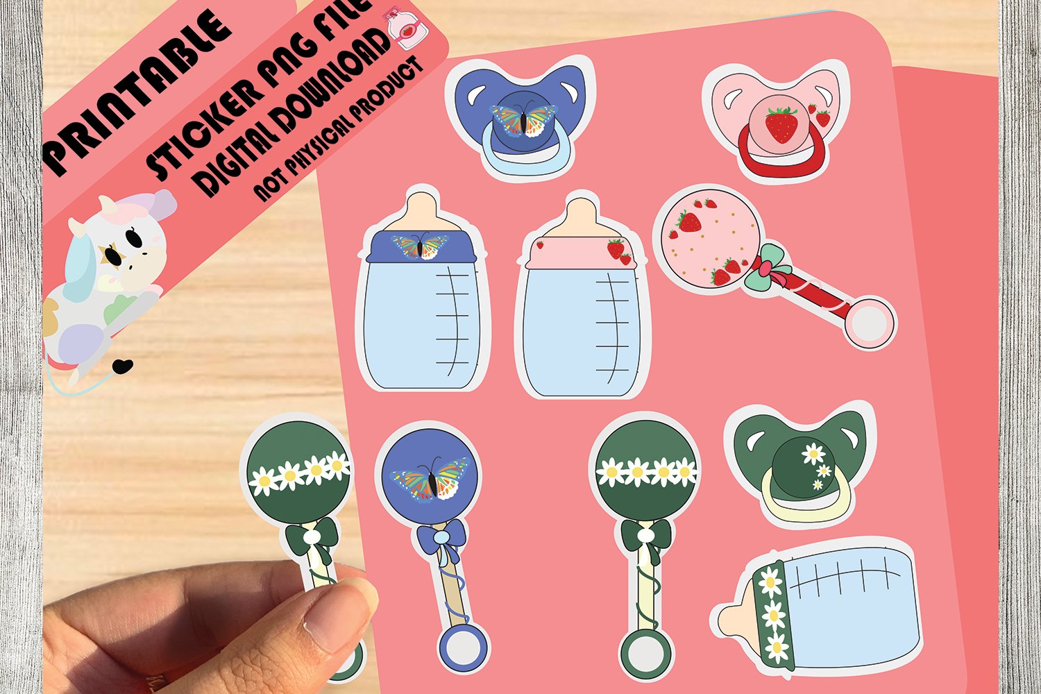 Baby shower stickers part 1 for printing and planning