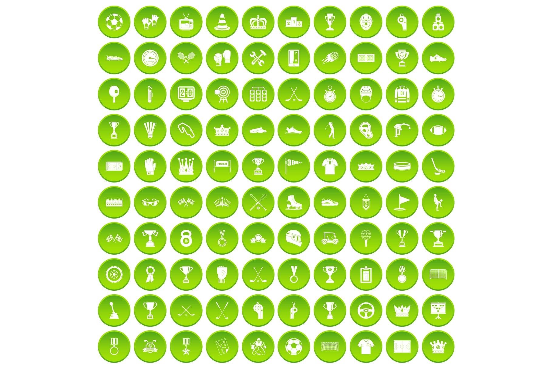 100 awards icons set green (499787) | Icons | Design Bundles