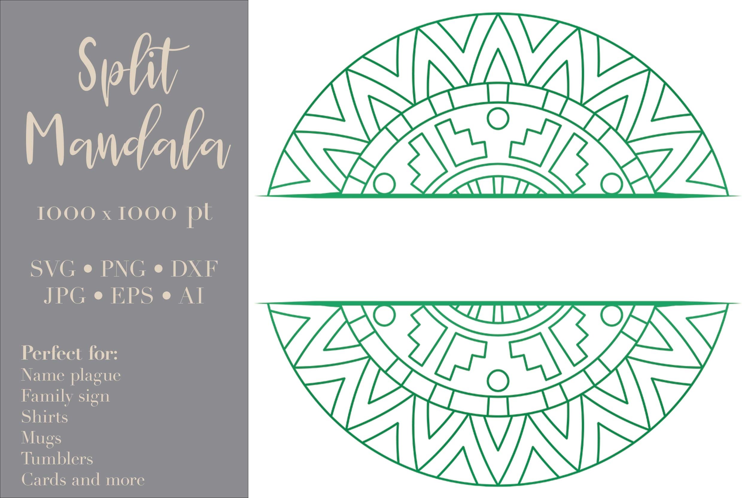Mandala SVG Bundle with Split Mandala Full-Half Vector 004 (1112093 ...