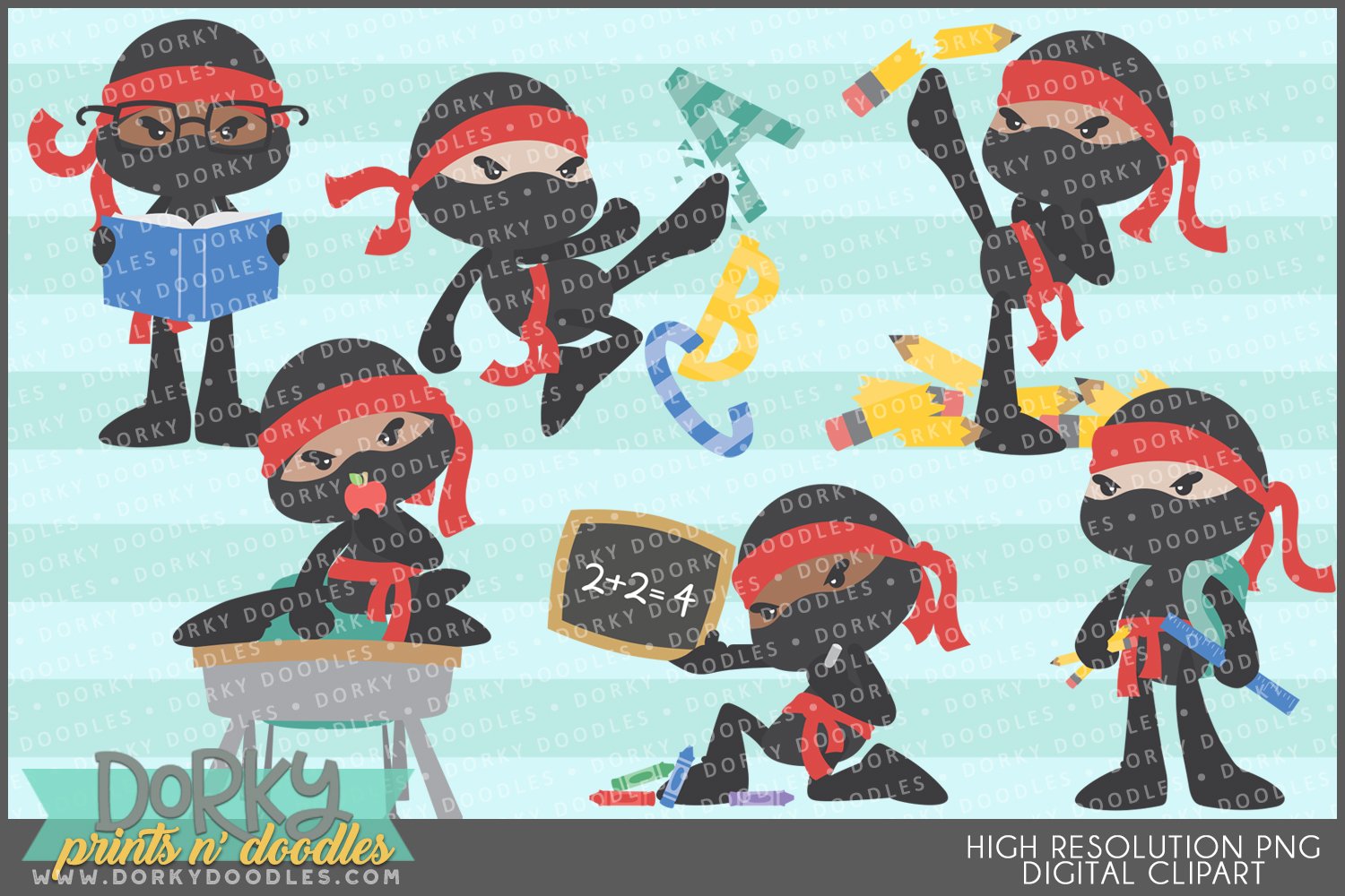 Back to School Ninjas Designs for Sublimation and Stickers (1440564 ...