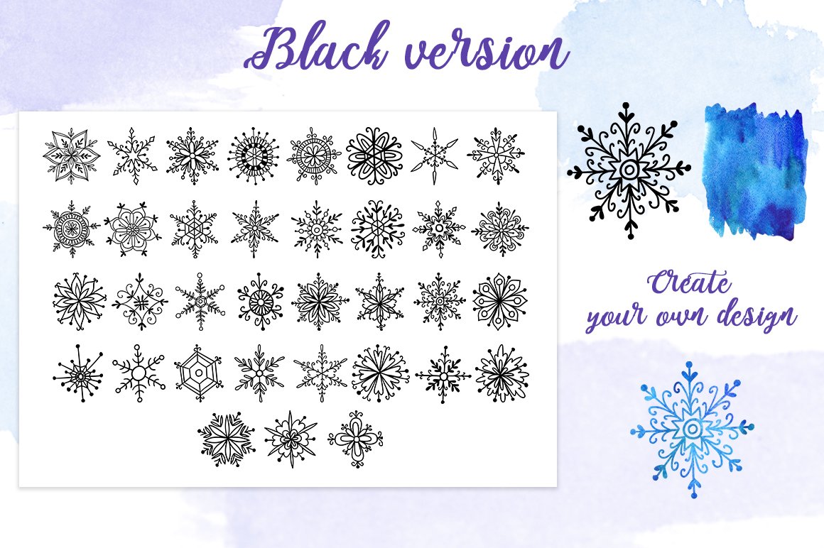 Watercolor snowflakes (10188) | Illustrations | Design Bundles