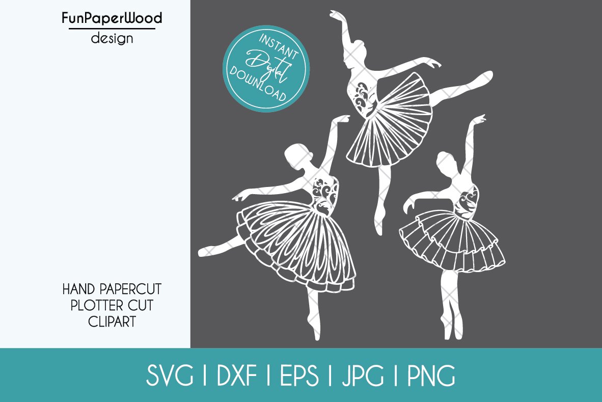 3 Dancing Ballerina Dancer SVG DXF EPS cut file template (1468240 ...