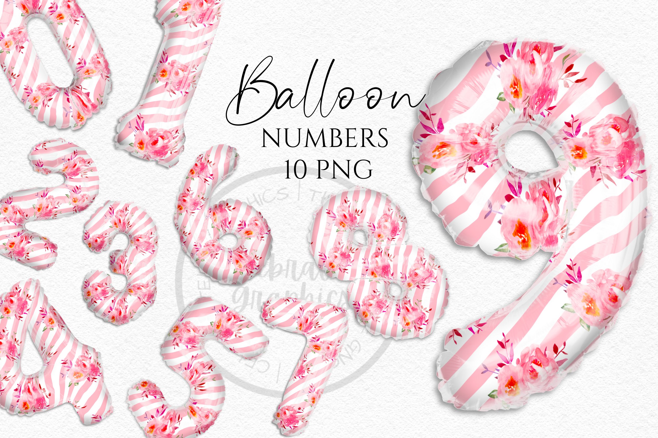 Pink Flower and Stripes | Balloon Numbers Clipart PNG (1854214 ...