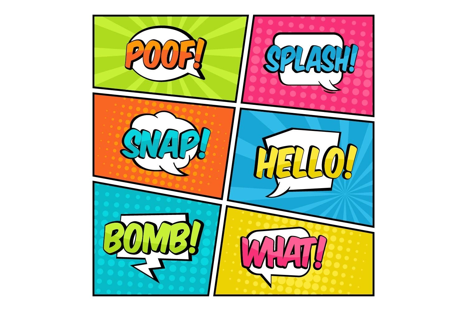 Baloon text comic pop art collection, text cartoon vector (1409899 ...