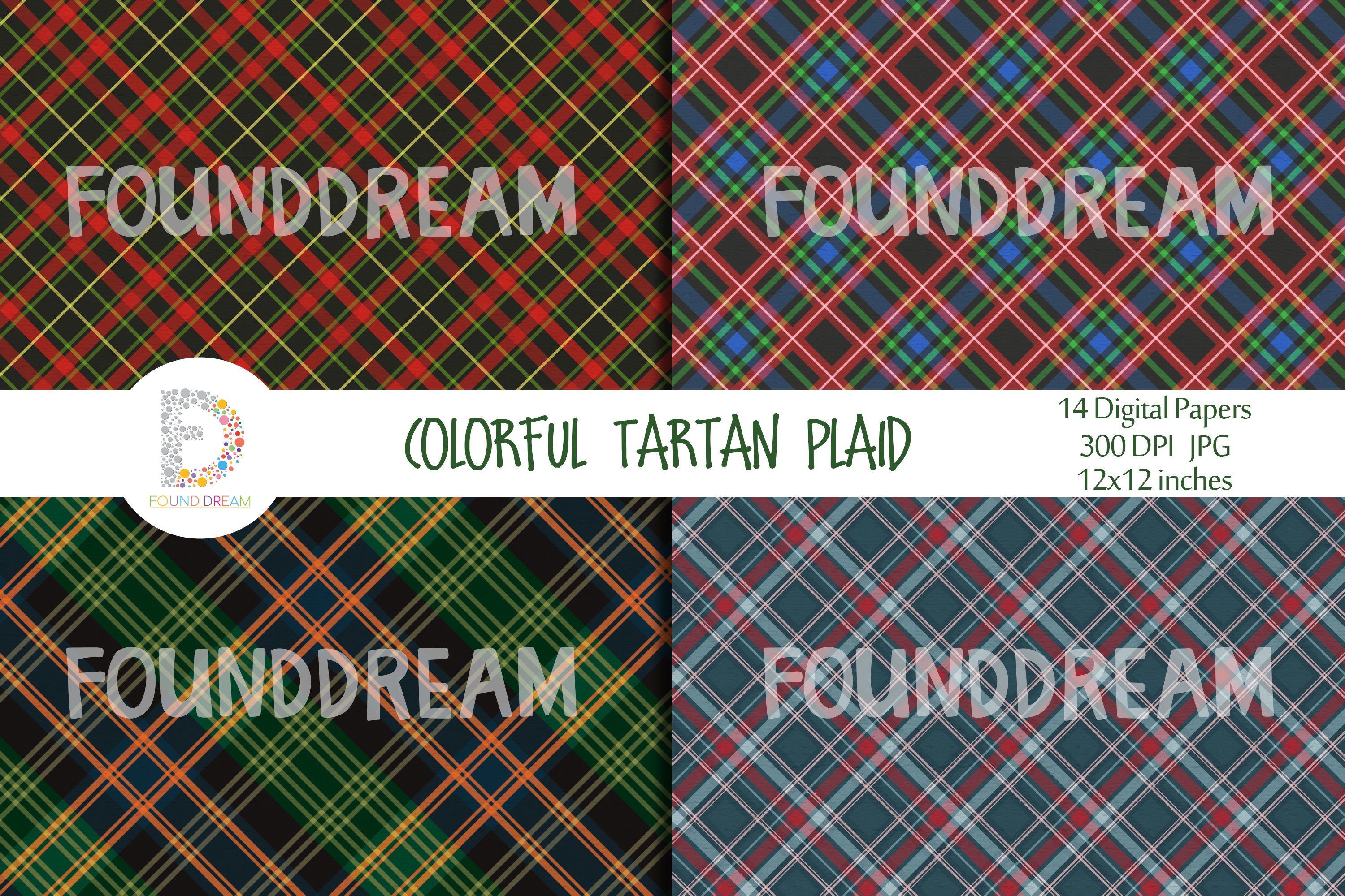 Tartan Plaid Digital Papers| 12 x 12 inches (475292) | Patterns ...