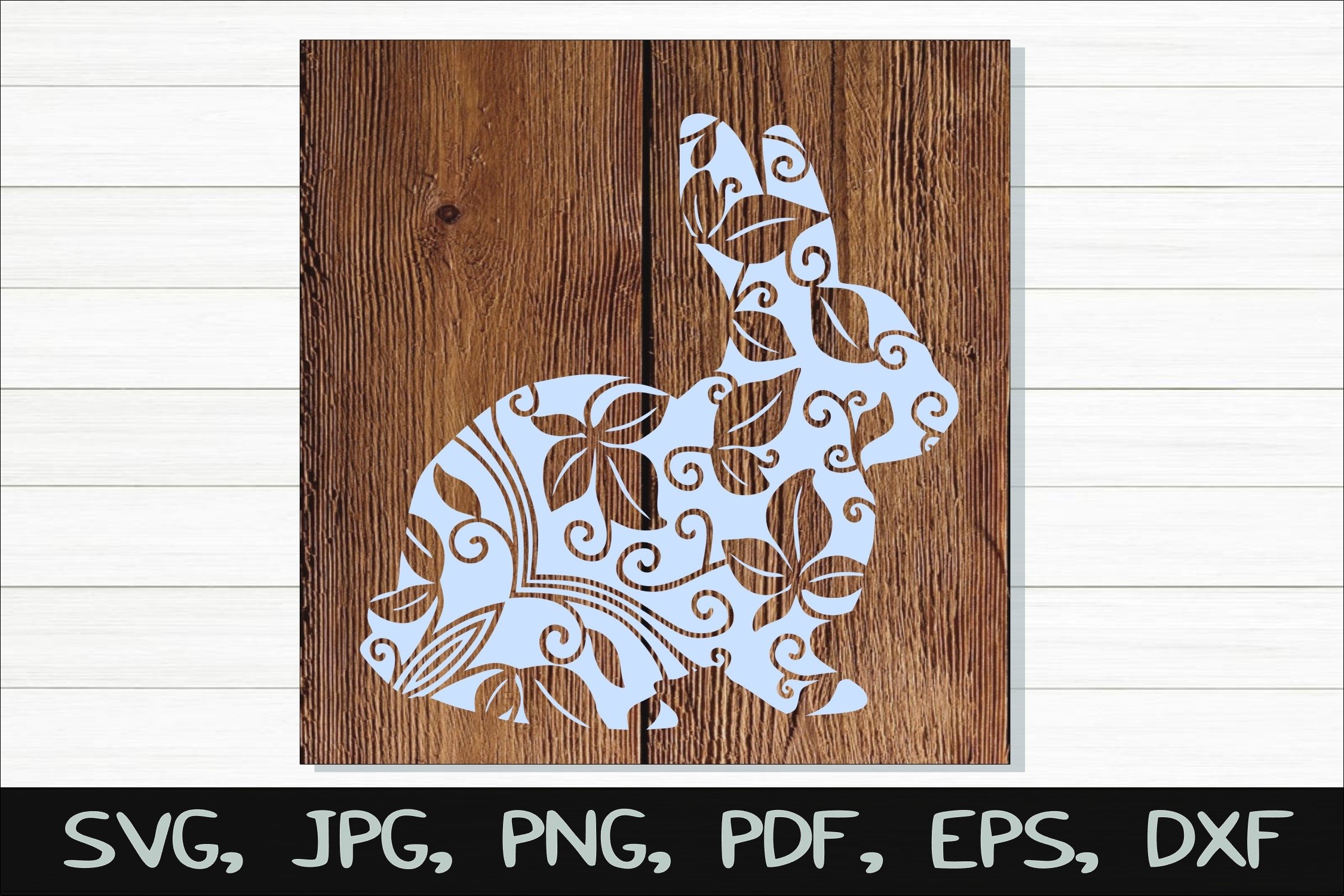 Zentangle Easter Bunny SVG, Printable & Sublimation PNG (501352) | Cut ...