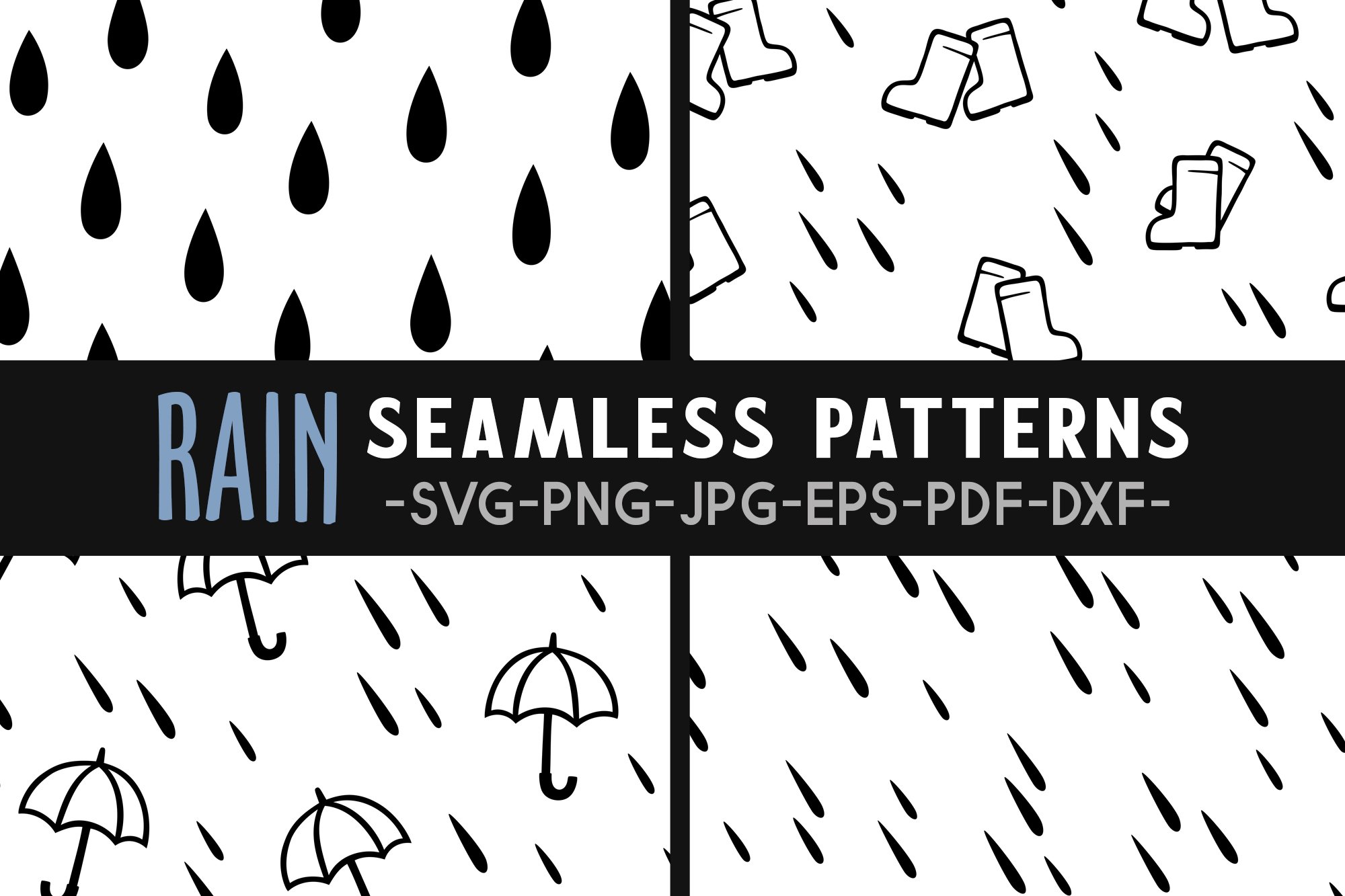 Rain seamless pattern svg Umbrella svg Rain digital paper