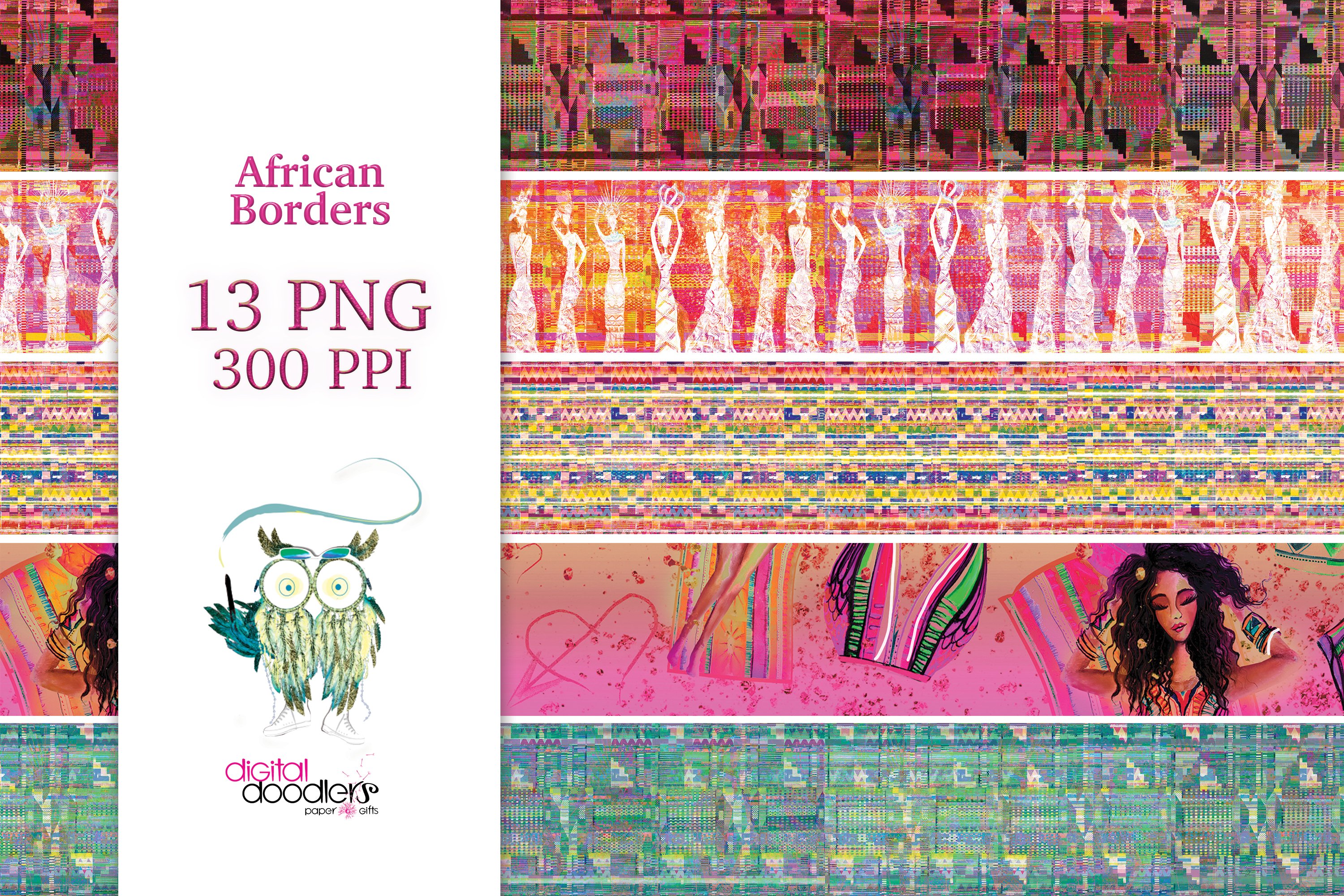 Watercolor African Borders (1133608) | Digital | Design Bundles