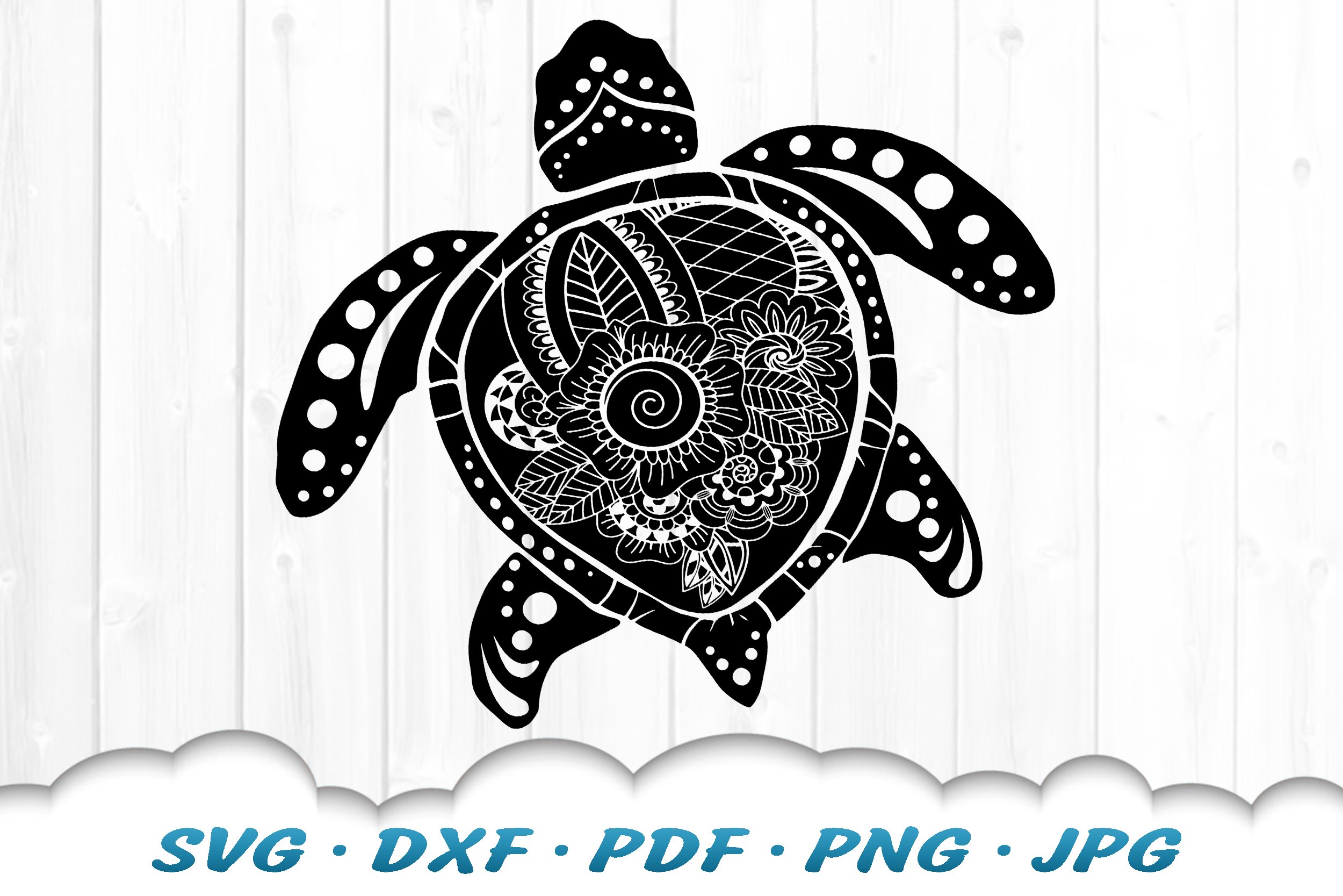Floral Mandala Sea Turtle SVG DXF Cut Files Bundle (977425) | Cut Files ...